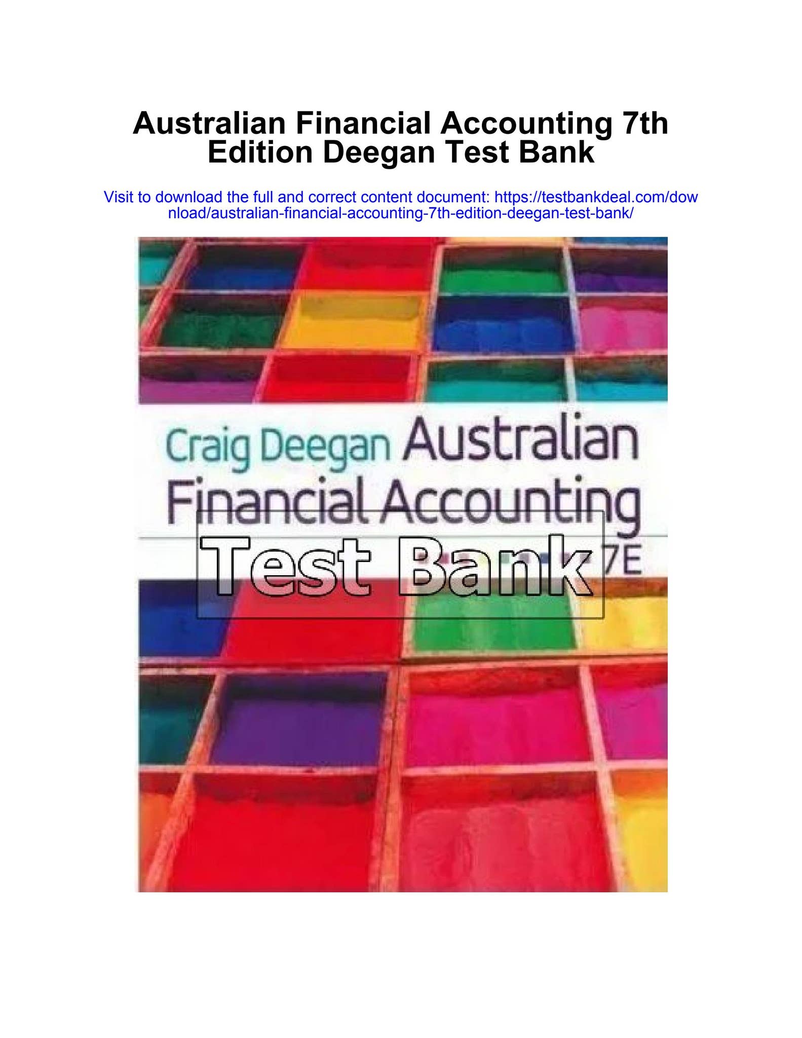 Australian financial accounting 7th edition deegan test bank by gregory ...