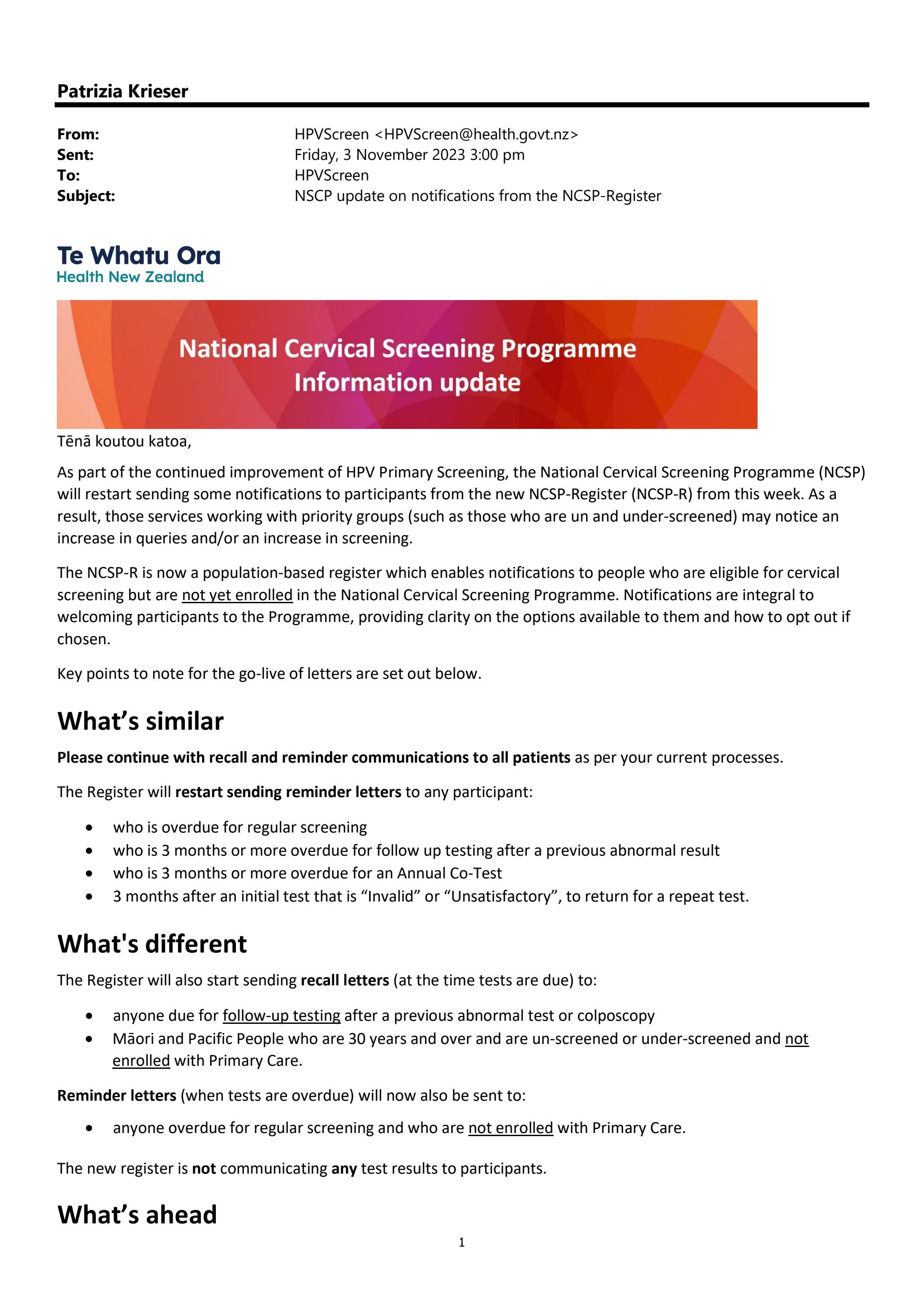 Cervical Screening Programme Information Update by WBOP PHO - Issuu