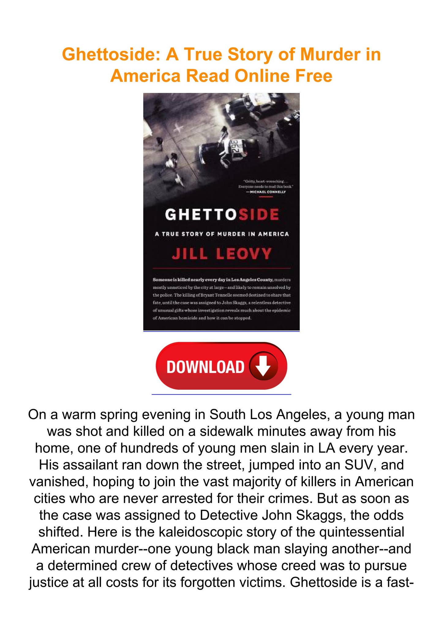 Ghettoside: A True Story of Murder in America Read Online Free by ...