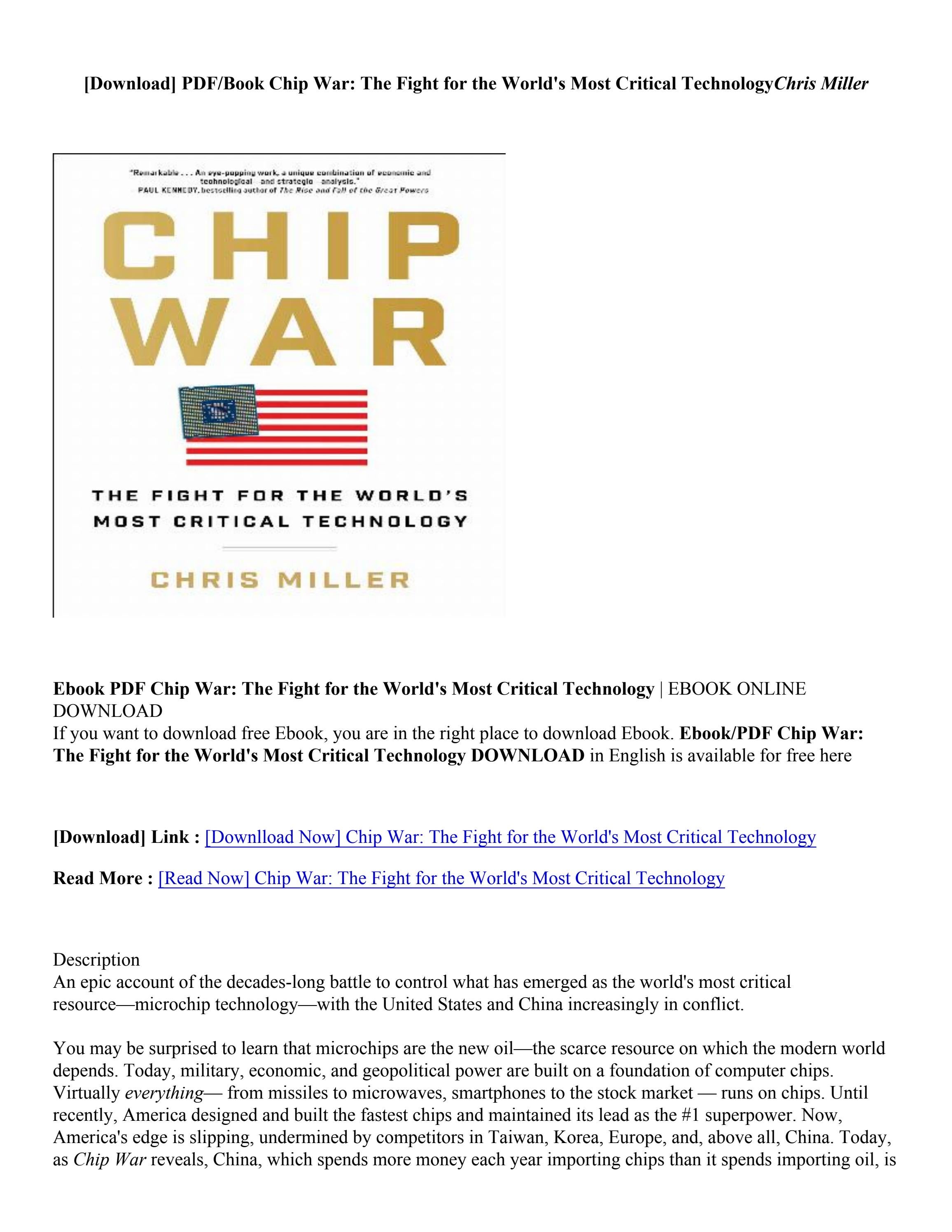 (PDF) Download Chip War: The Fight for the World's Most Critical ...