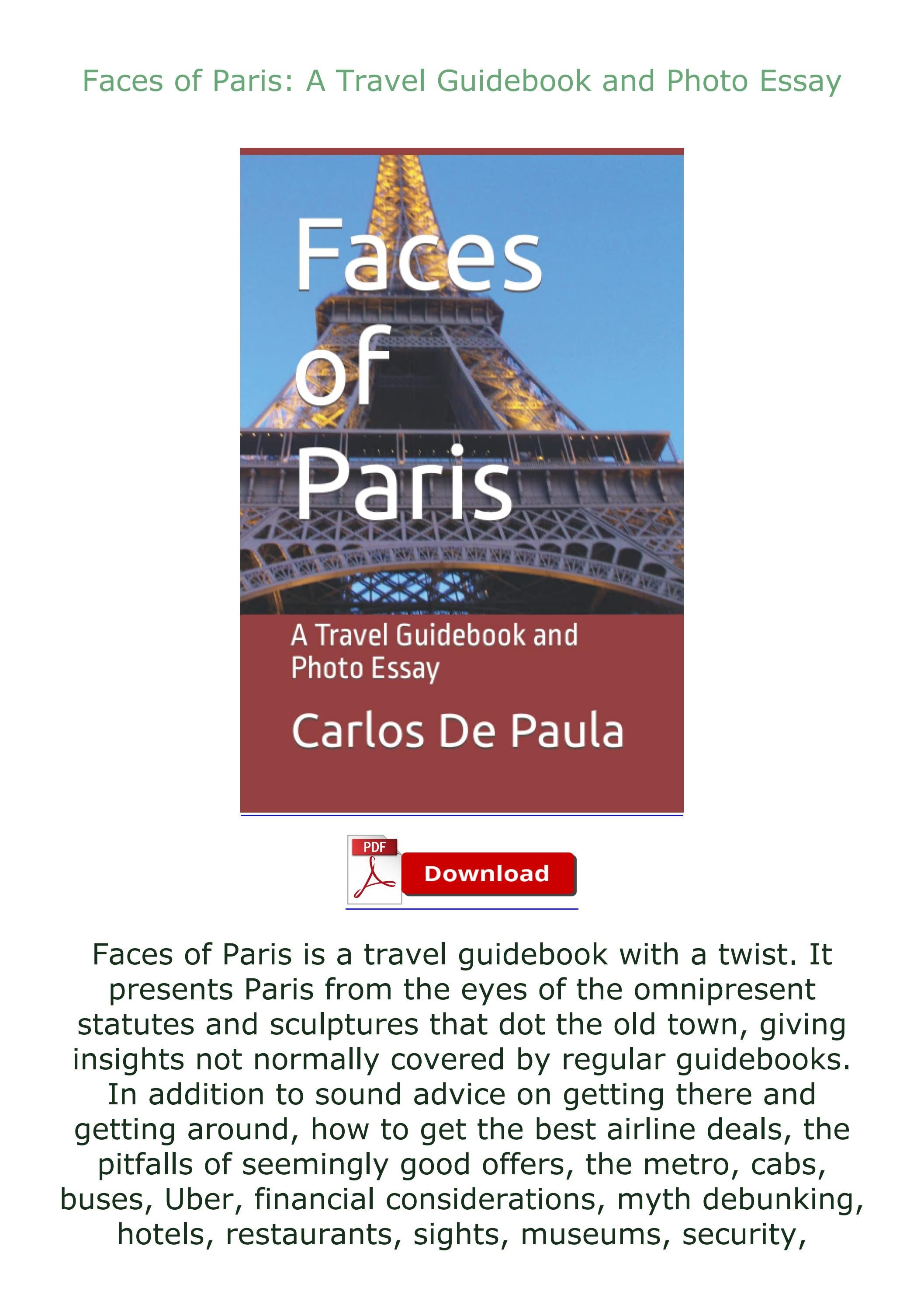 [EBOOK] READ Faces of Paris: A Travel Guidebook and Photo Essay by ...