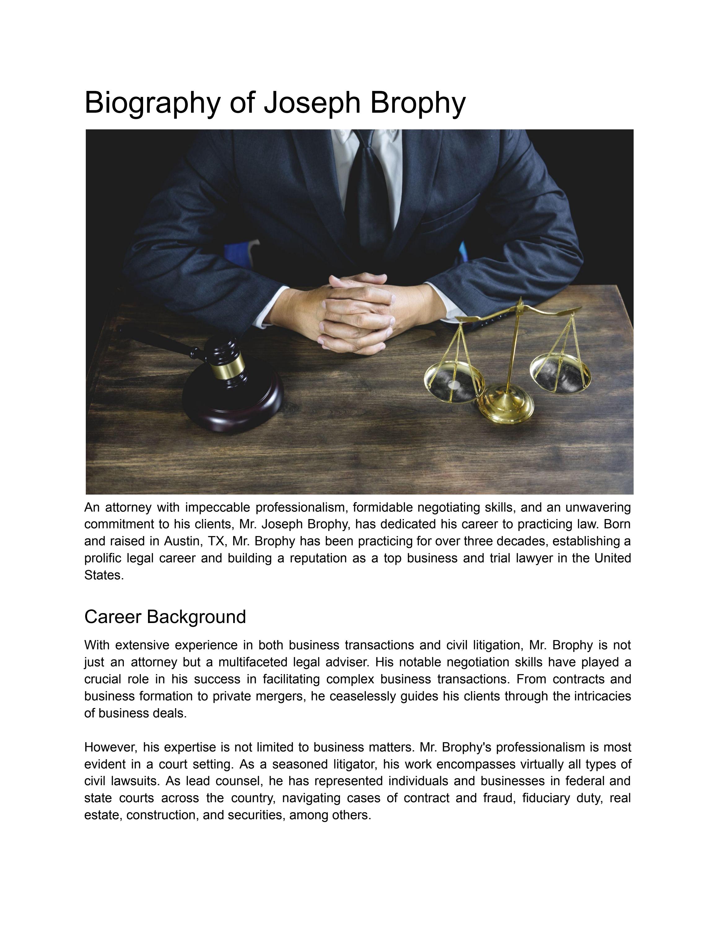 Biography of Joseph Brophy by Joseph Brophy - Issuu