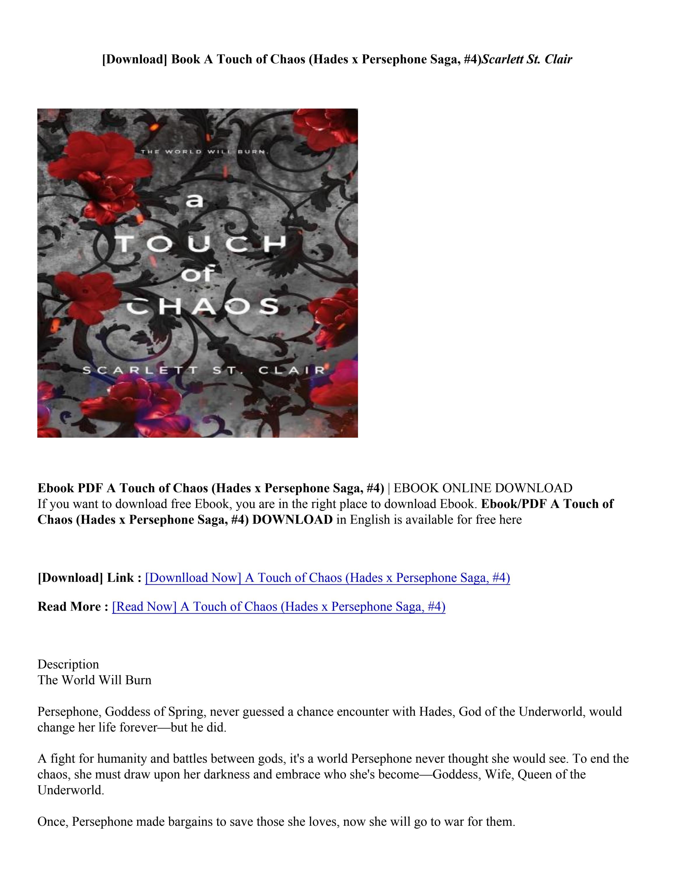 [PDF Download] A Touch of Chaos (Hades x Persephone Saga, #4) By Scarlett St. Clair by ...