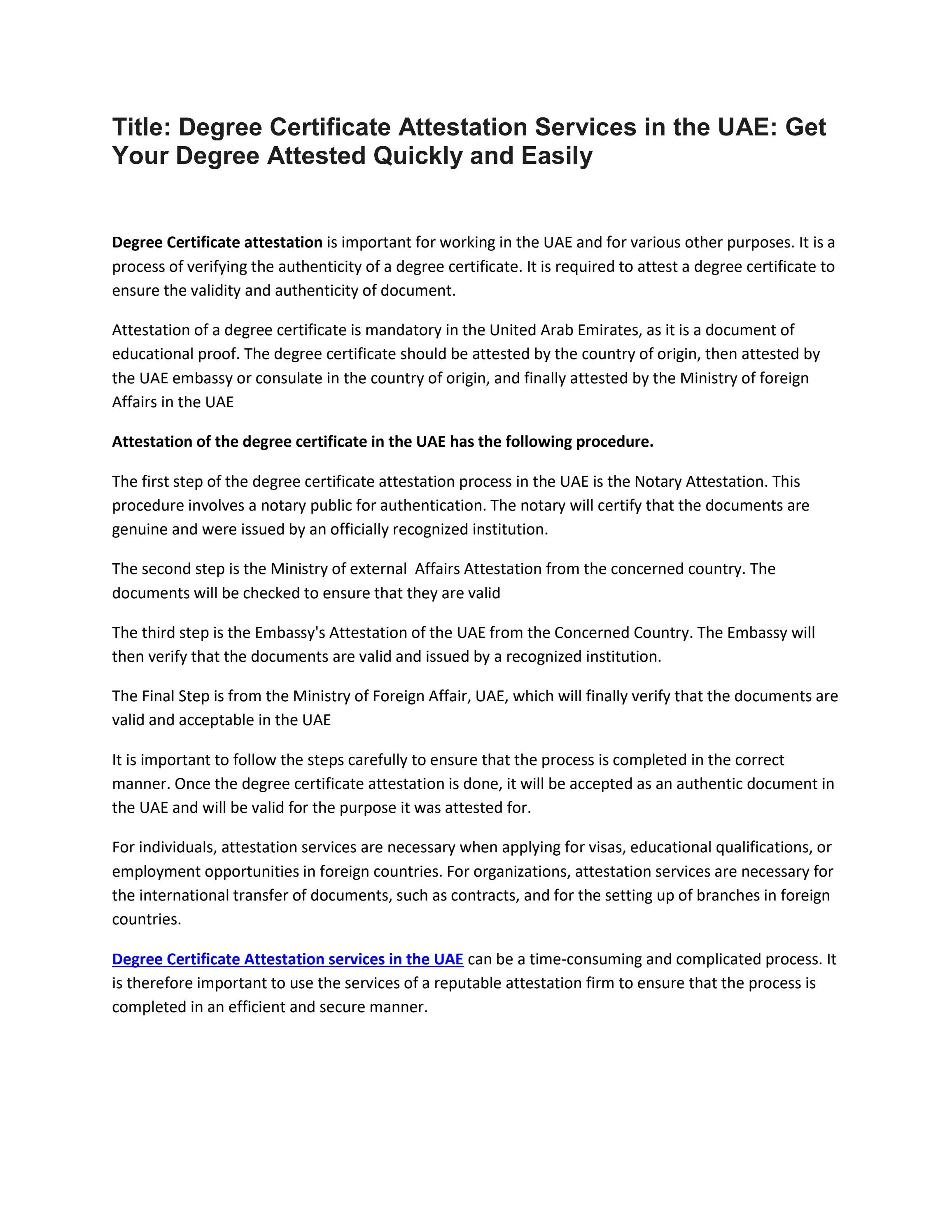 Degree Certificate Attestation Services in the UAE: Get Your Degree ...