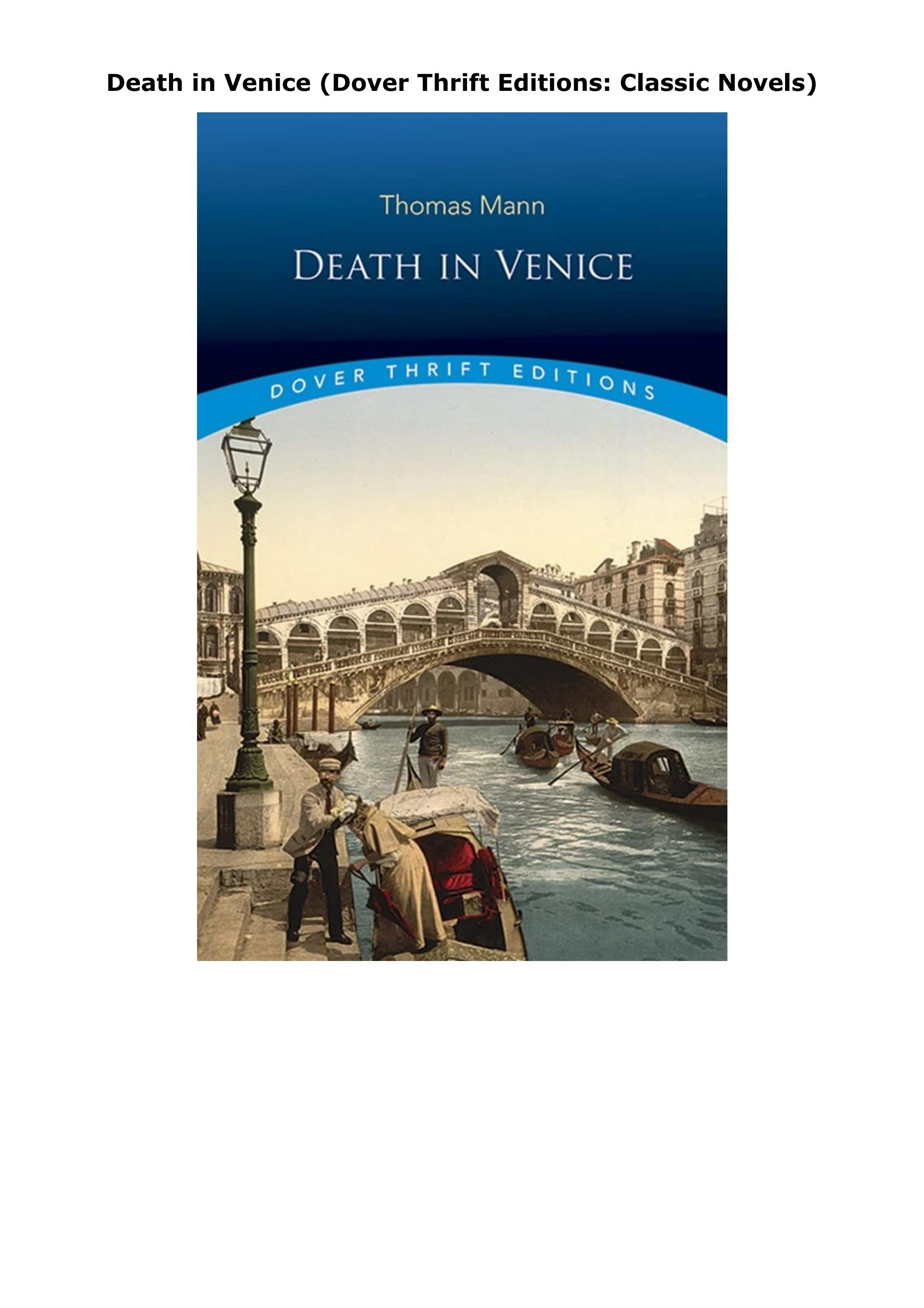 [PDF] DOWNLOAD Death in Venice (Dover Thrift Editions: Classic Novels ...