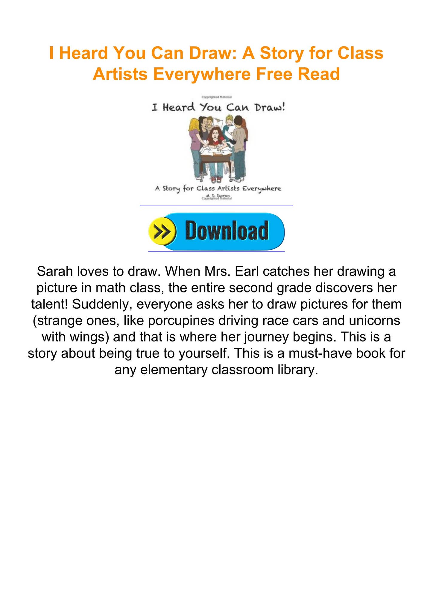 I Heard You Can Draw: A Story for Class Artists Everywhere Free Read by ...