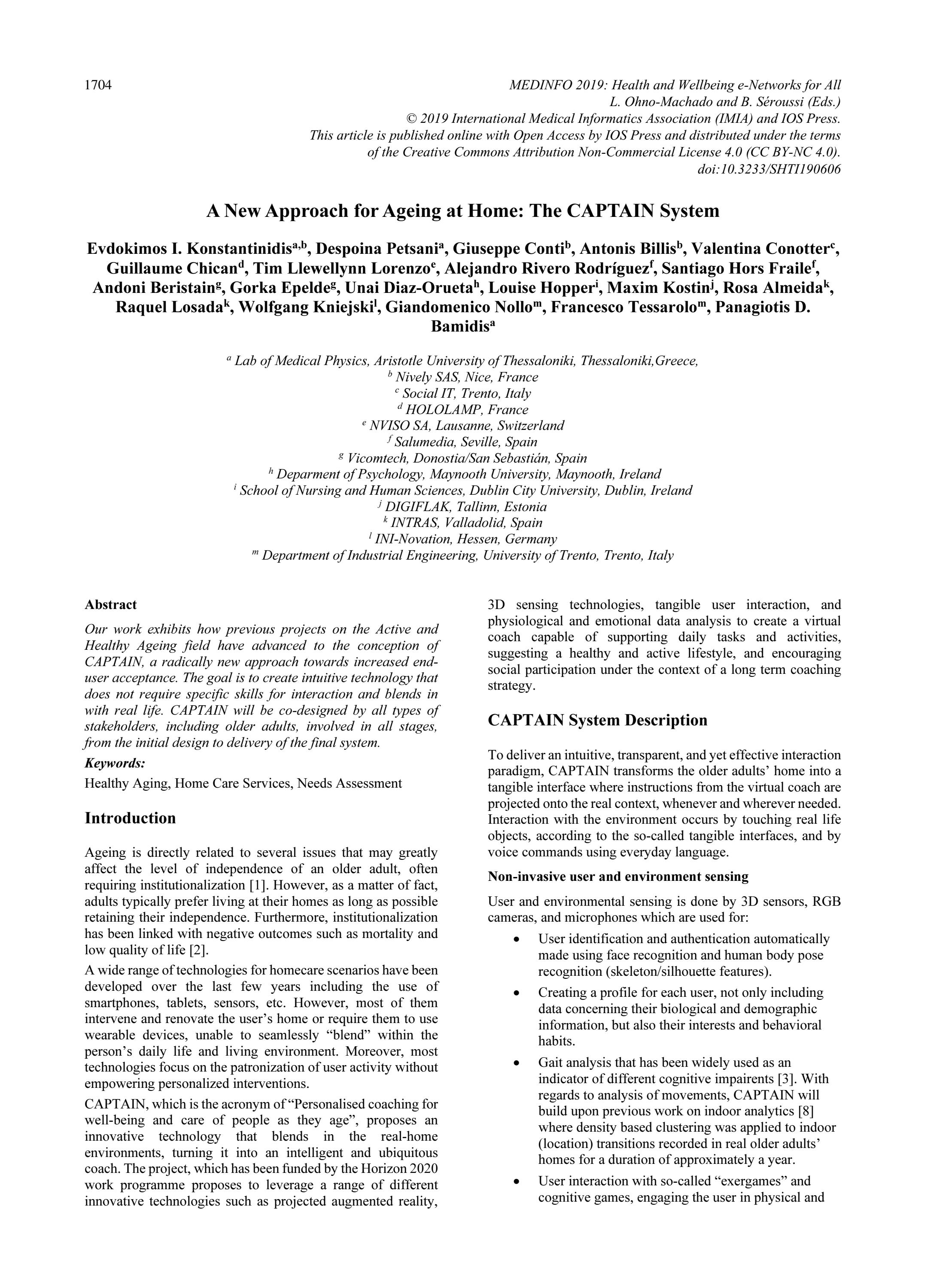 A New Approach for Ageing at Home: The CAPTAIN System by Fundación ...