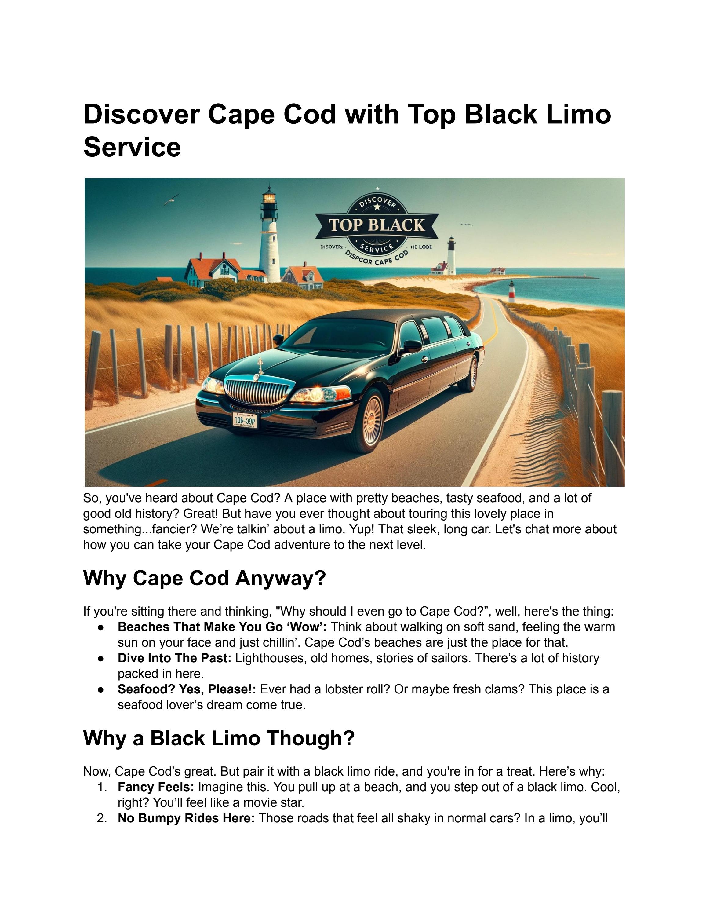 Discover Cape Cod with Top Black Limo Service by Cambridge Limo Service ...