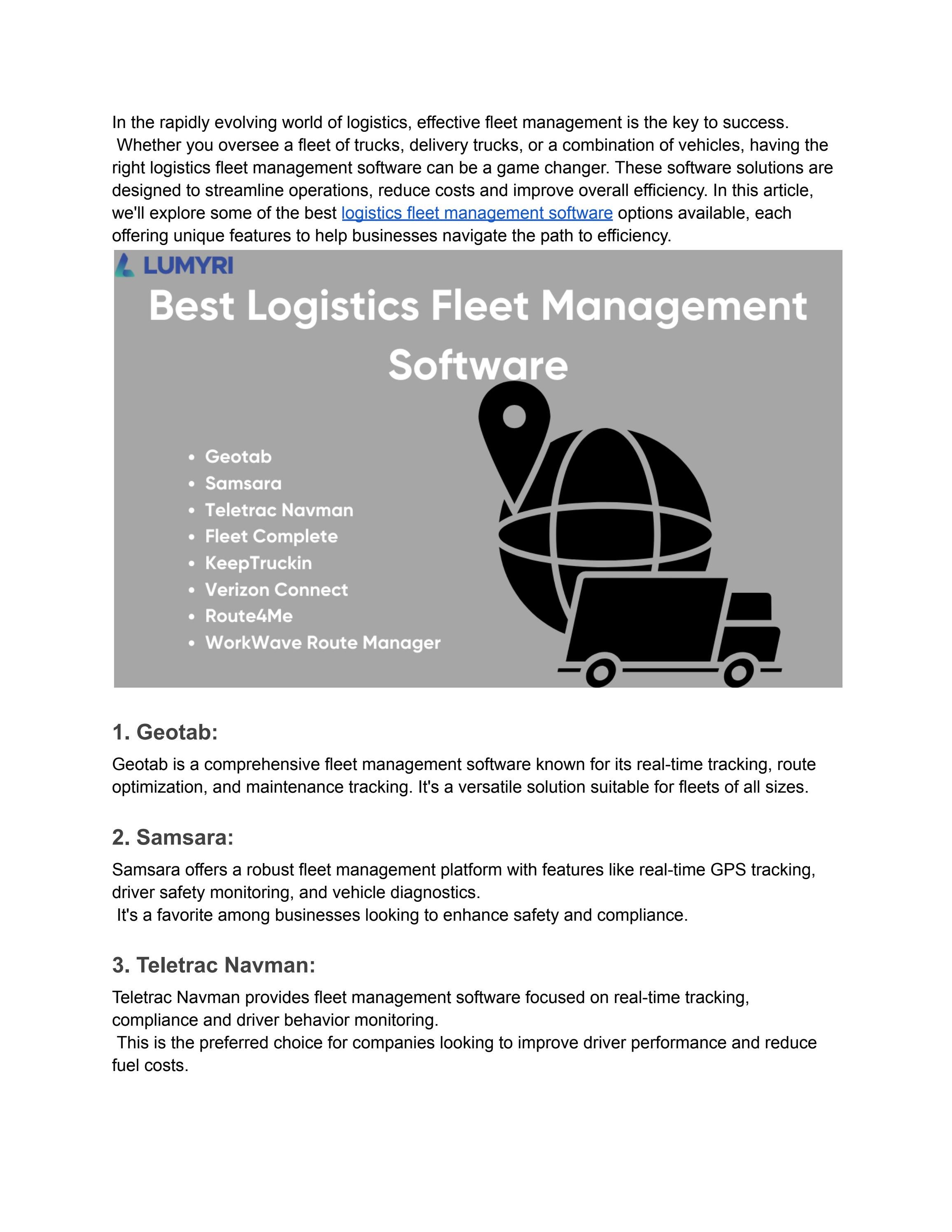 Best Logistics Fleet Management Software by charlottemiaa - Issuu