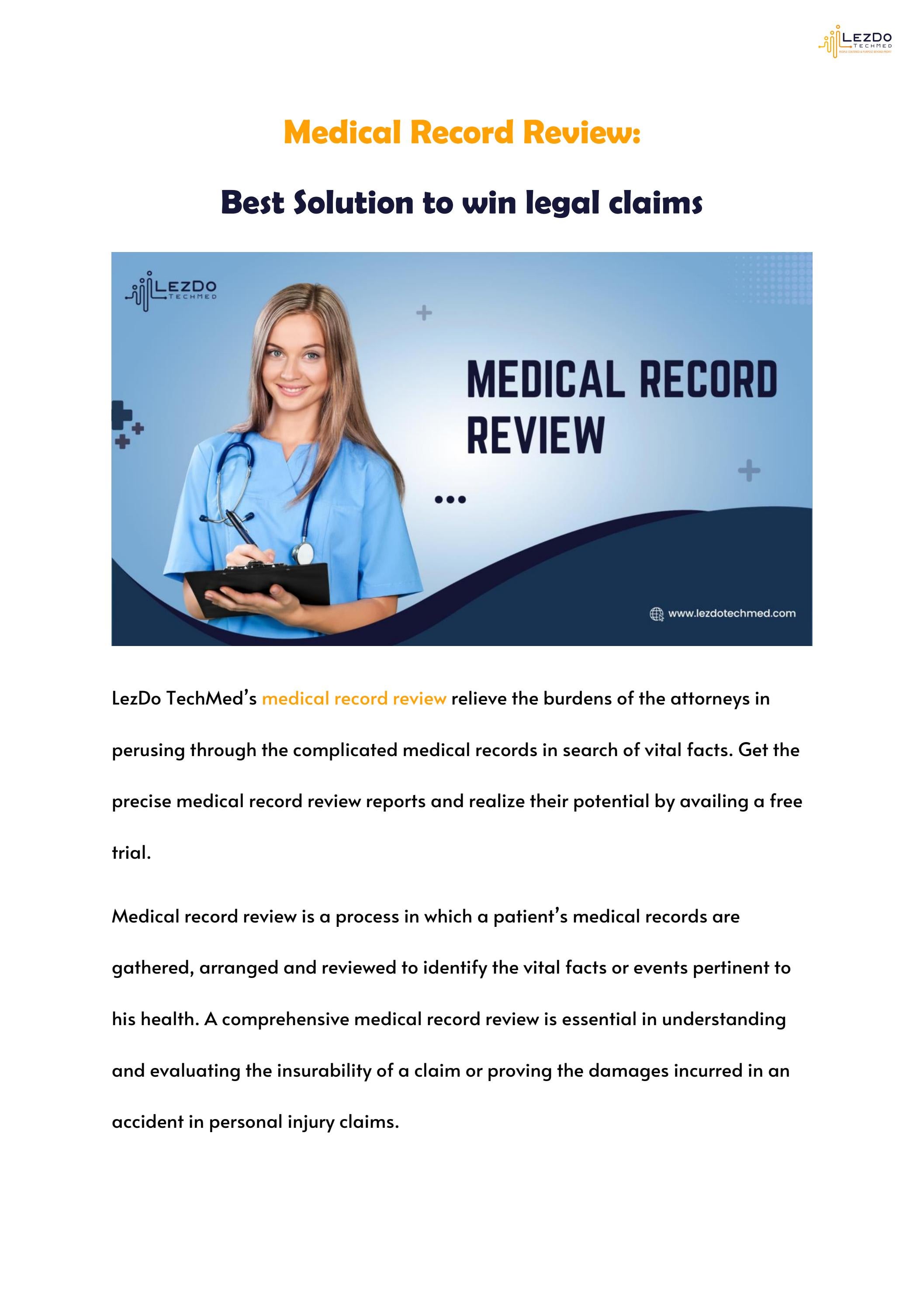 Medical Record Review: Best Solution to win legal claims by ...