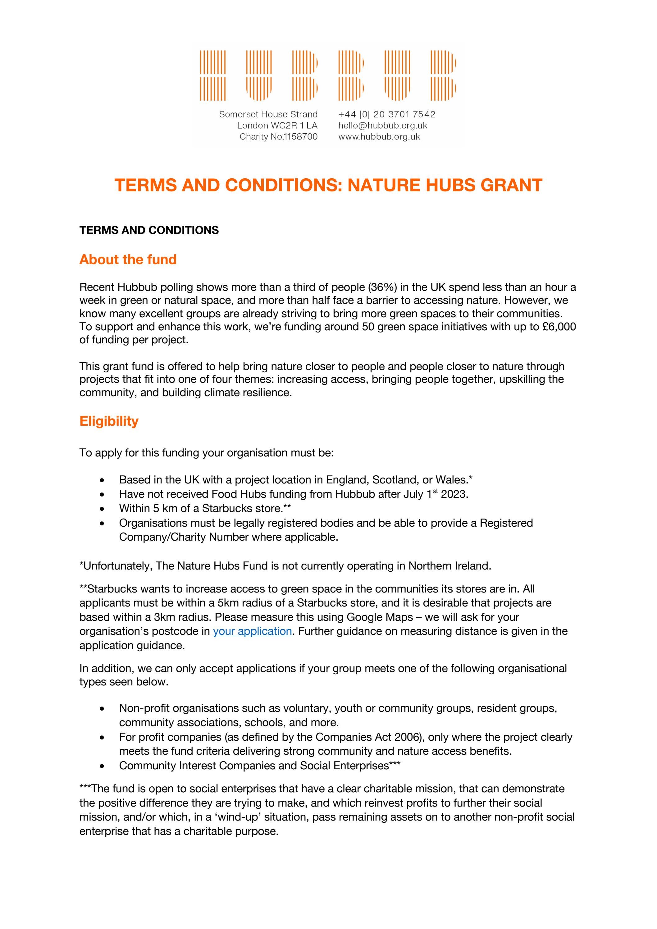 The Nature Hubs Fund - Terms and Conditions by HUBBUB - Issuu