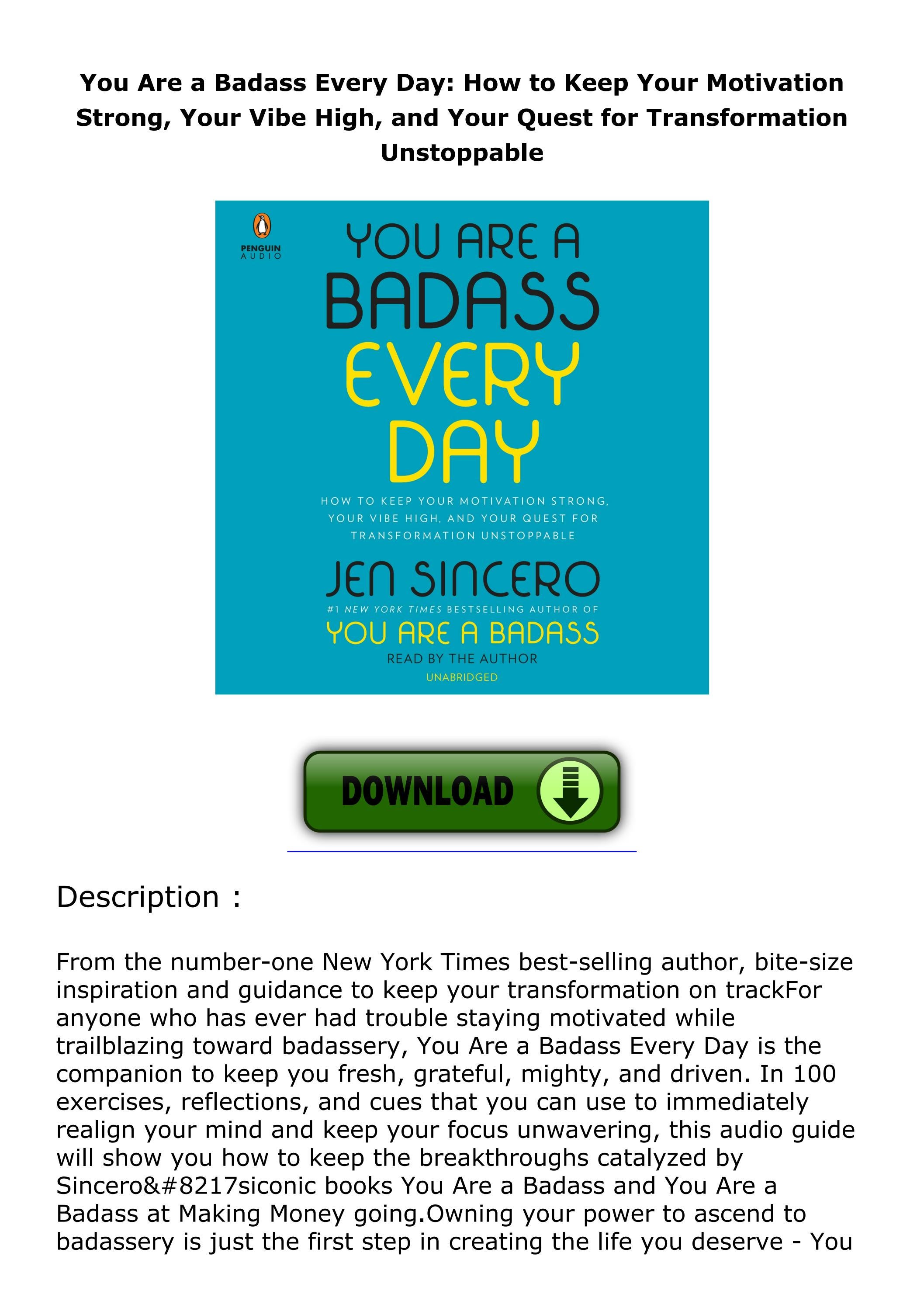 get [PDF] Download You Are a Badass Every Day: How to Keep Your ...