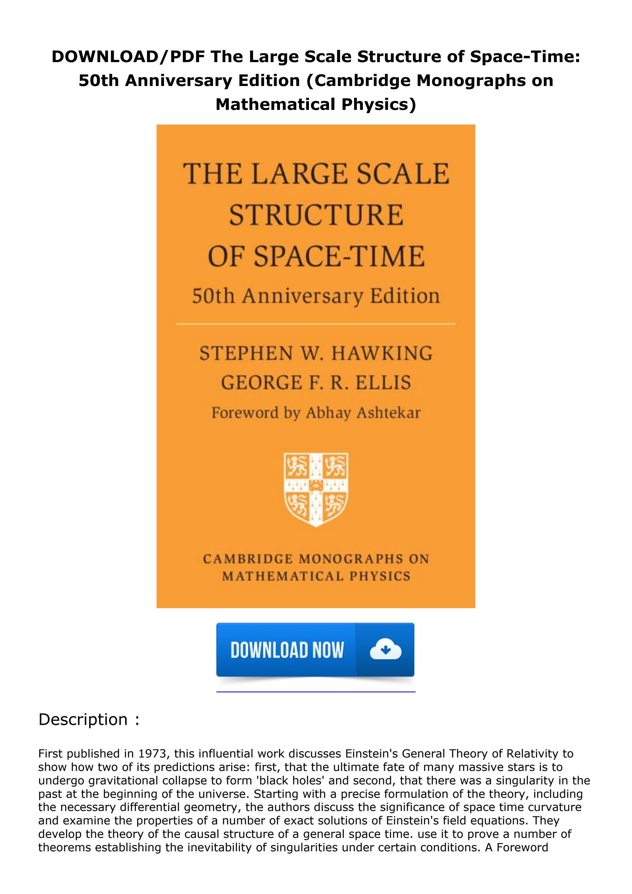 DOWNLOAD/PDF The Large Scale Structure of Space-Time: 50th Anniversary ...