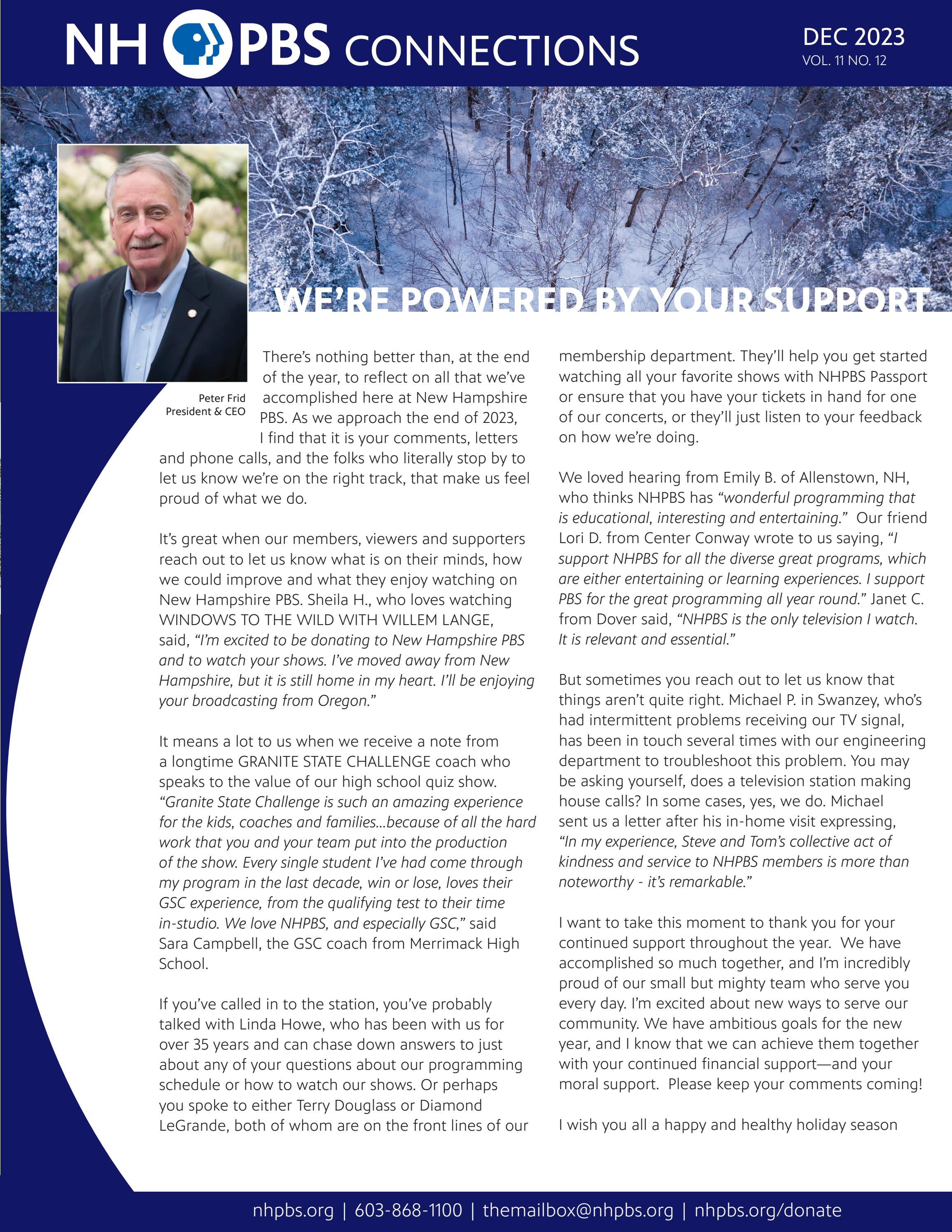 NHPBS Connections - December 2023 by New Hampshire PBS - Issuu