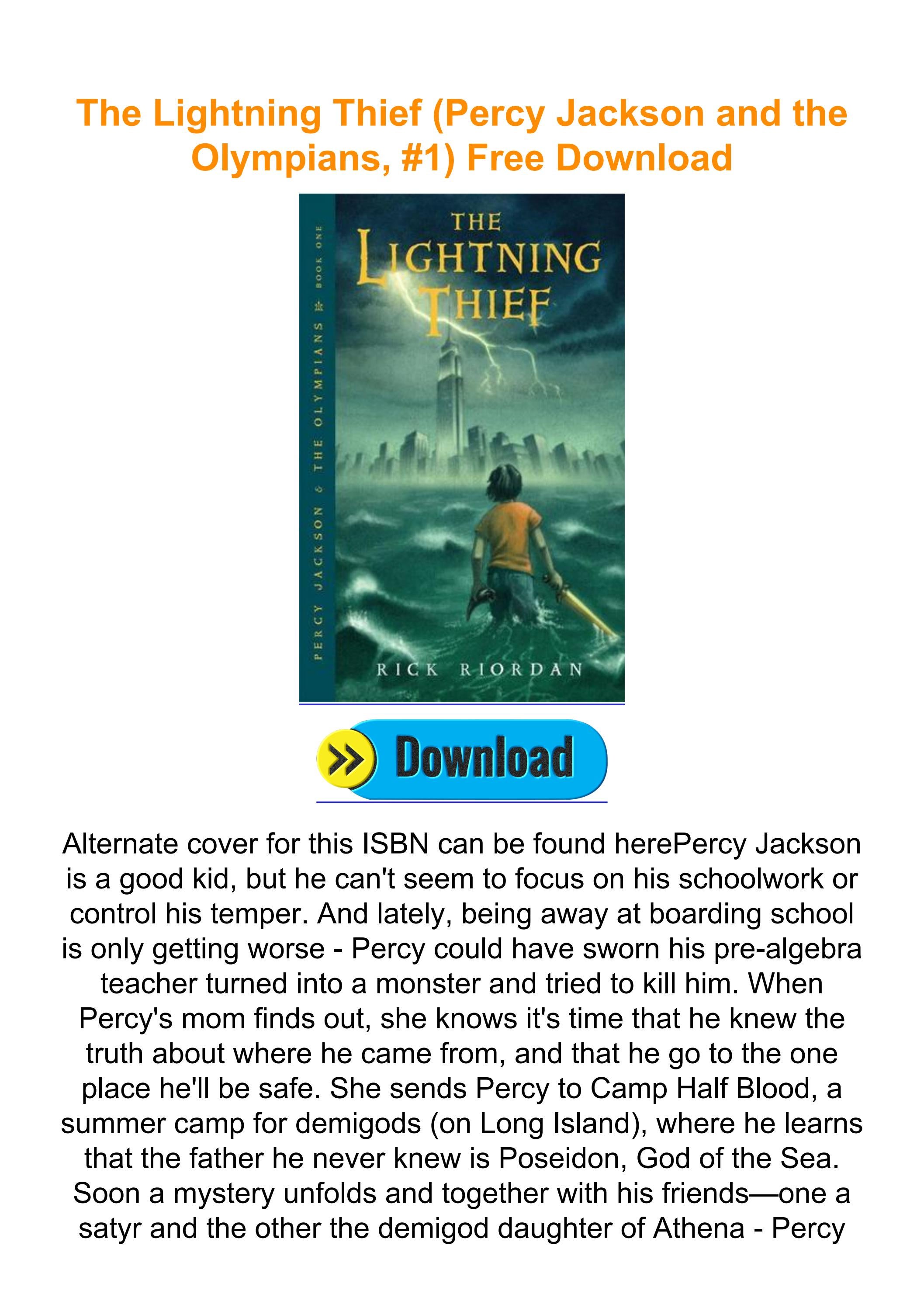 The Lightning Thief (Percy Jackson and the Olympians, #1) Free Download ...