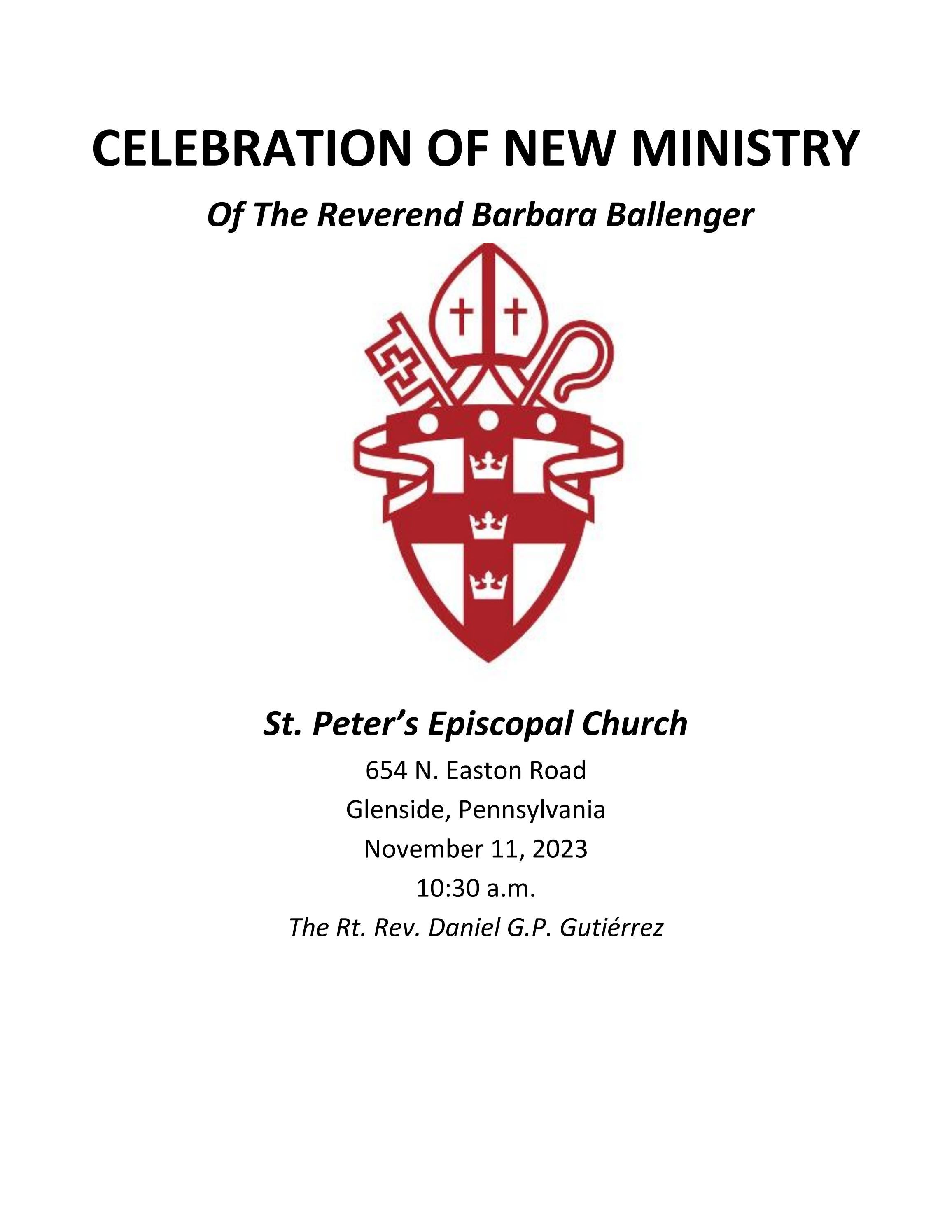 The Celebration of New Ministry for the Rev. Barbara Ballenger by ...