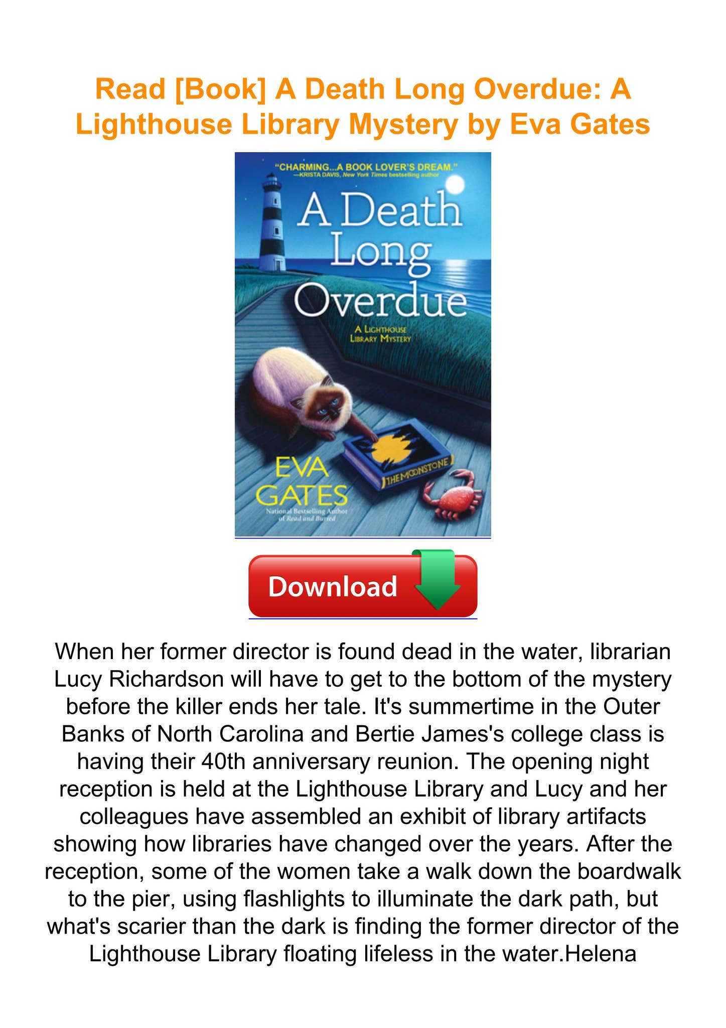 Read [Book] A Death Long Overdue: A Lighthouse Library Mystery by Eva ...