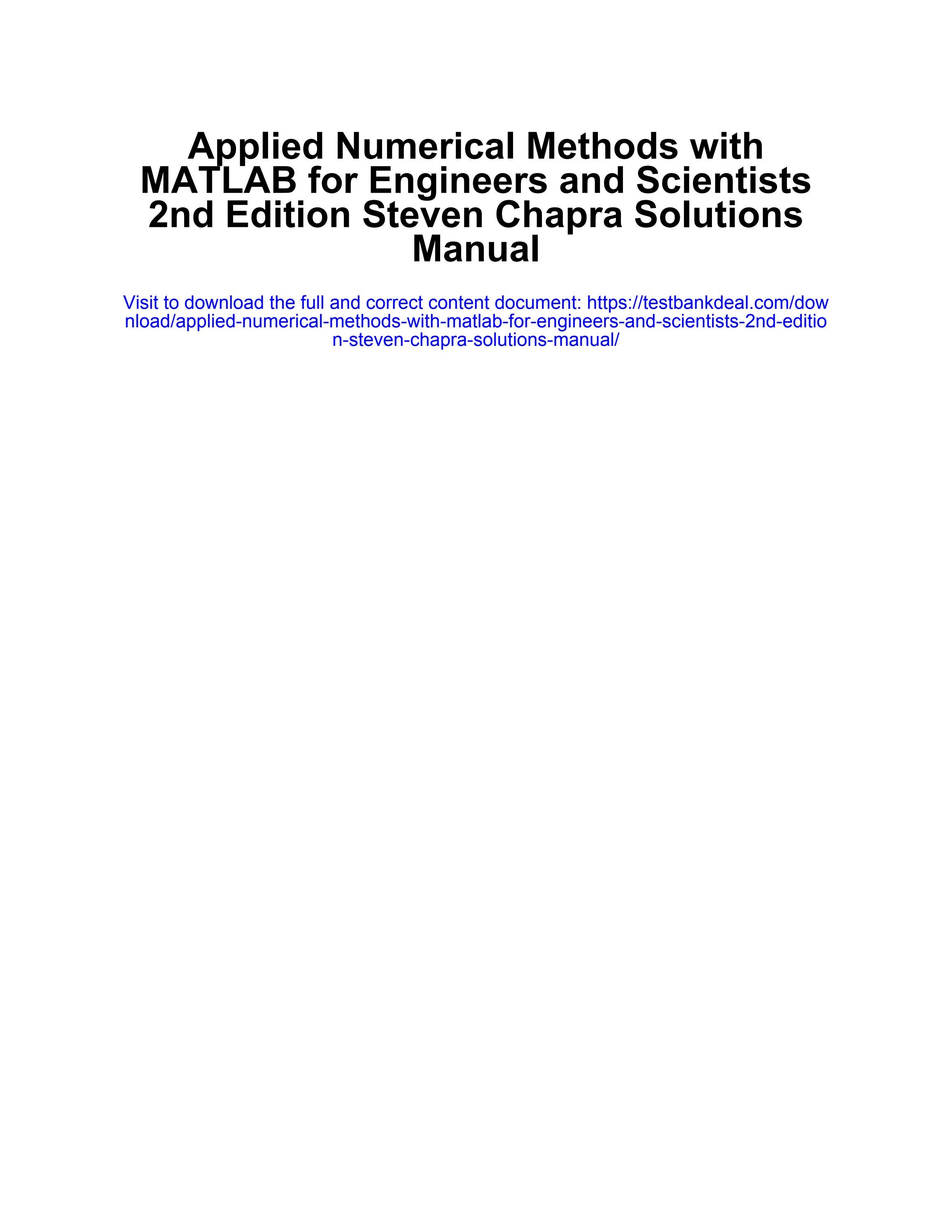 Applied numerical methods with matlab for engineers and scientists 2nd ...