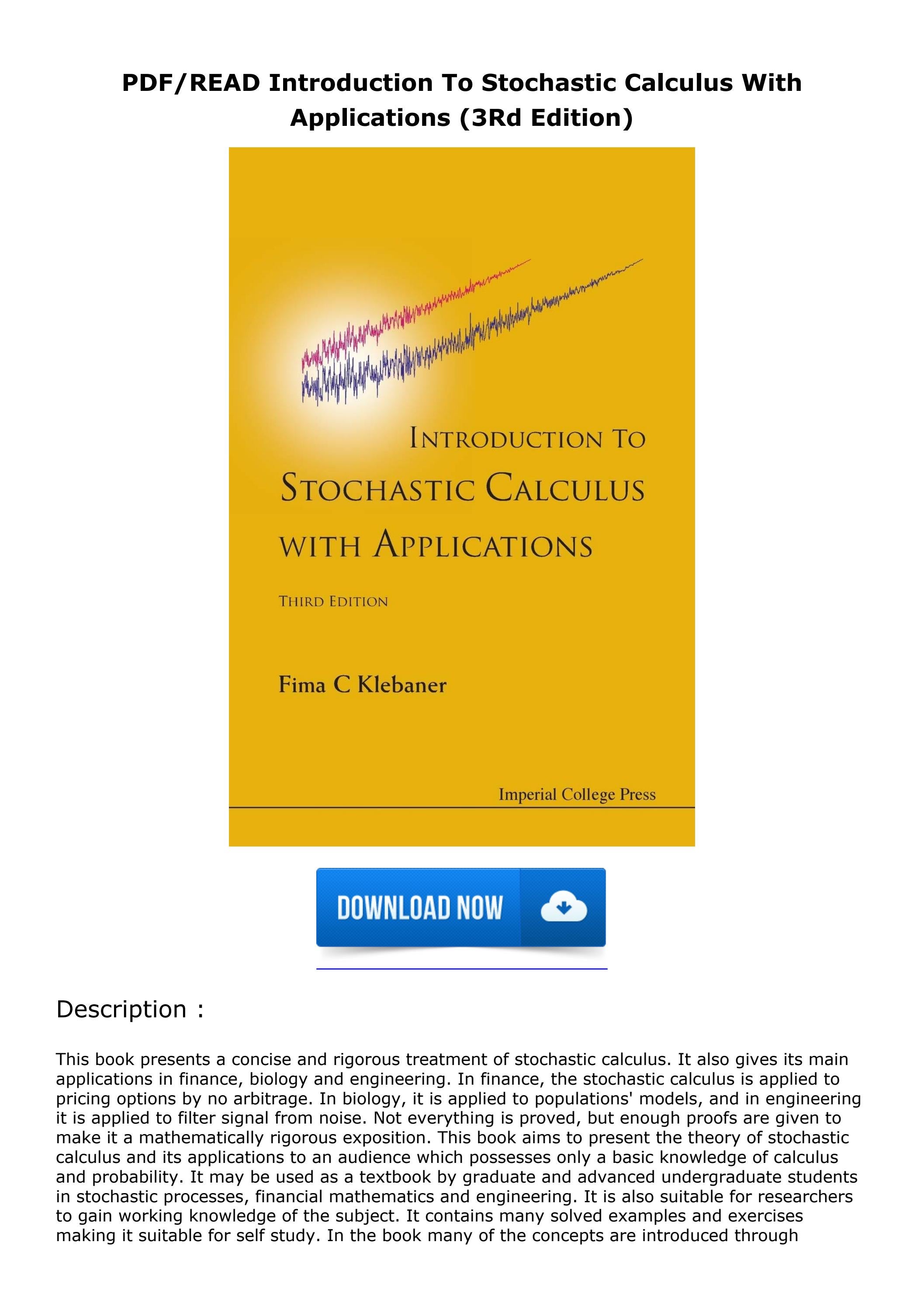 PDF/READ Introduction To Stochastic Calculus With Applications (3Rd Editio by elliskingase - Issuu