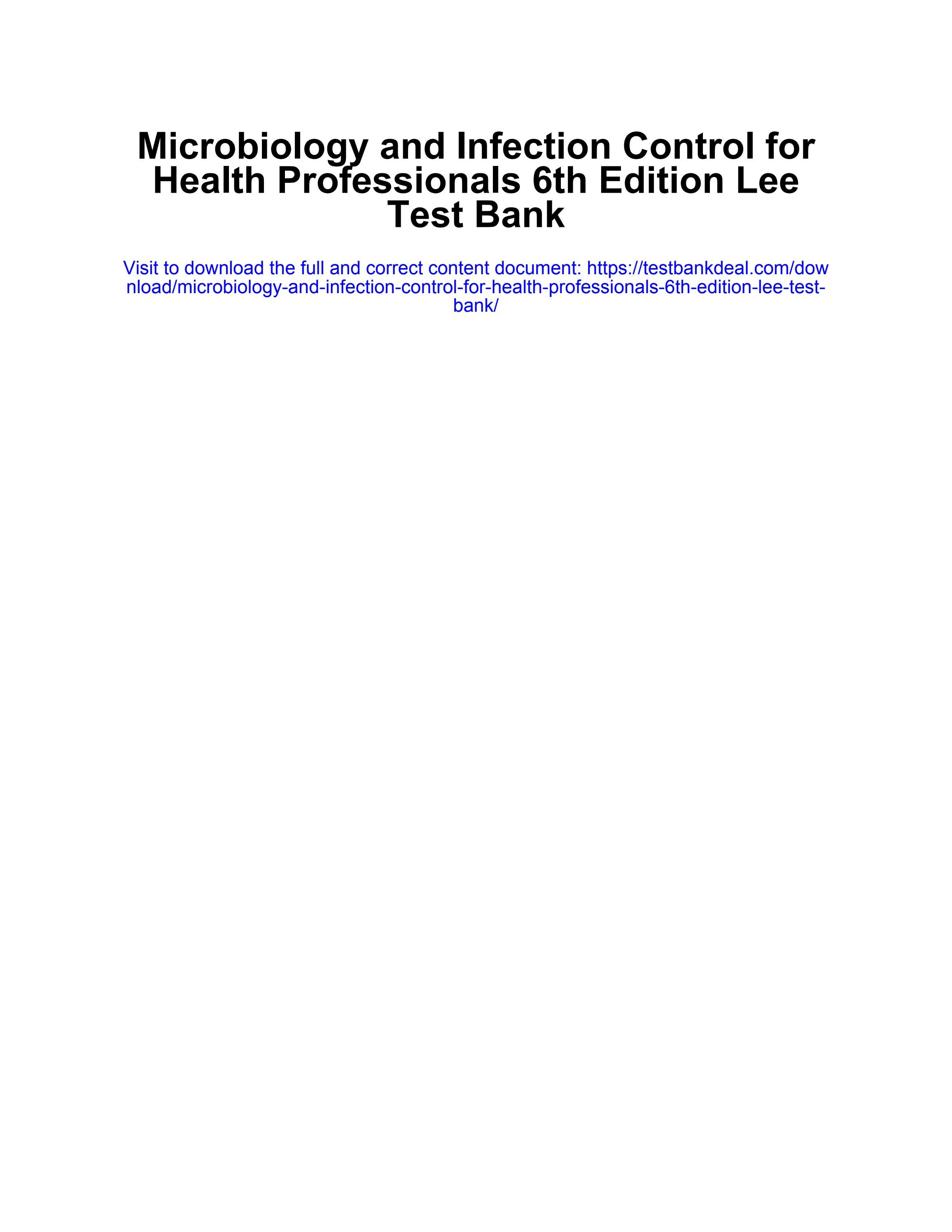 Microbiology and infection control for health professionals 6th edition ...