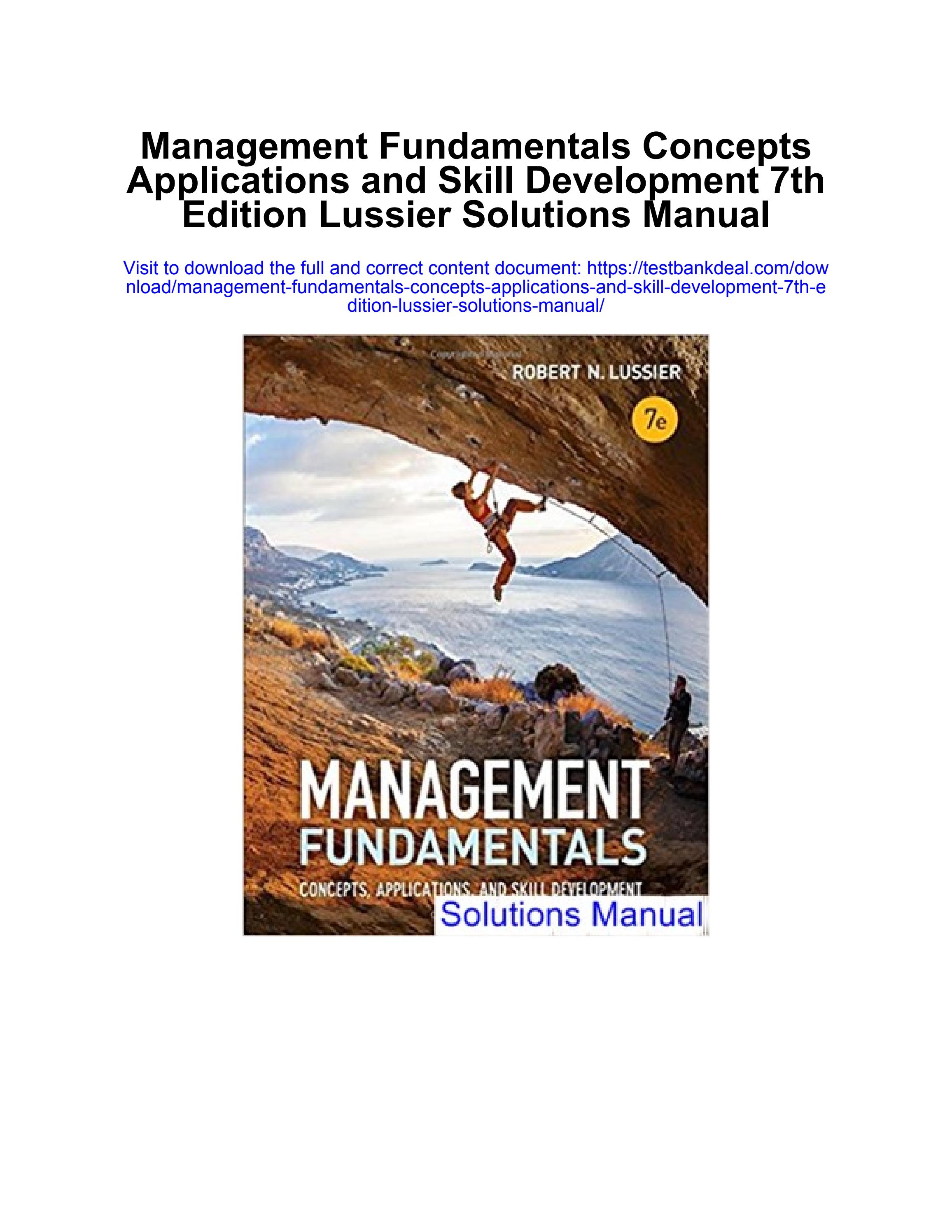 Management fundamentals concepts applications and skill development 7th ...