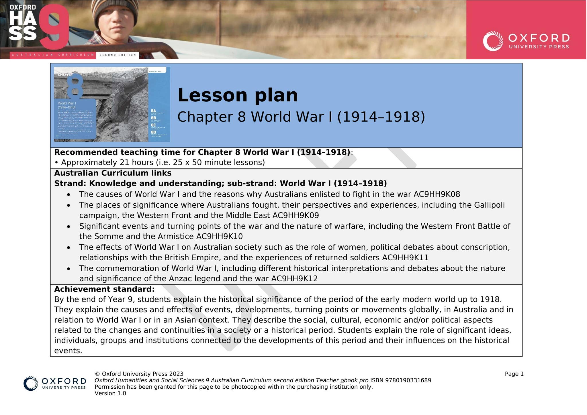 Year 9 sample lesson plan by OUPANZ - Issuu