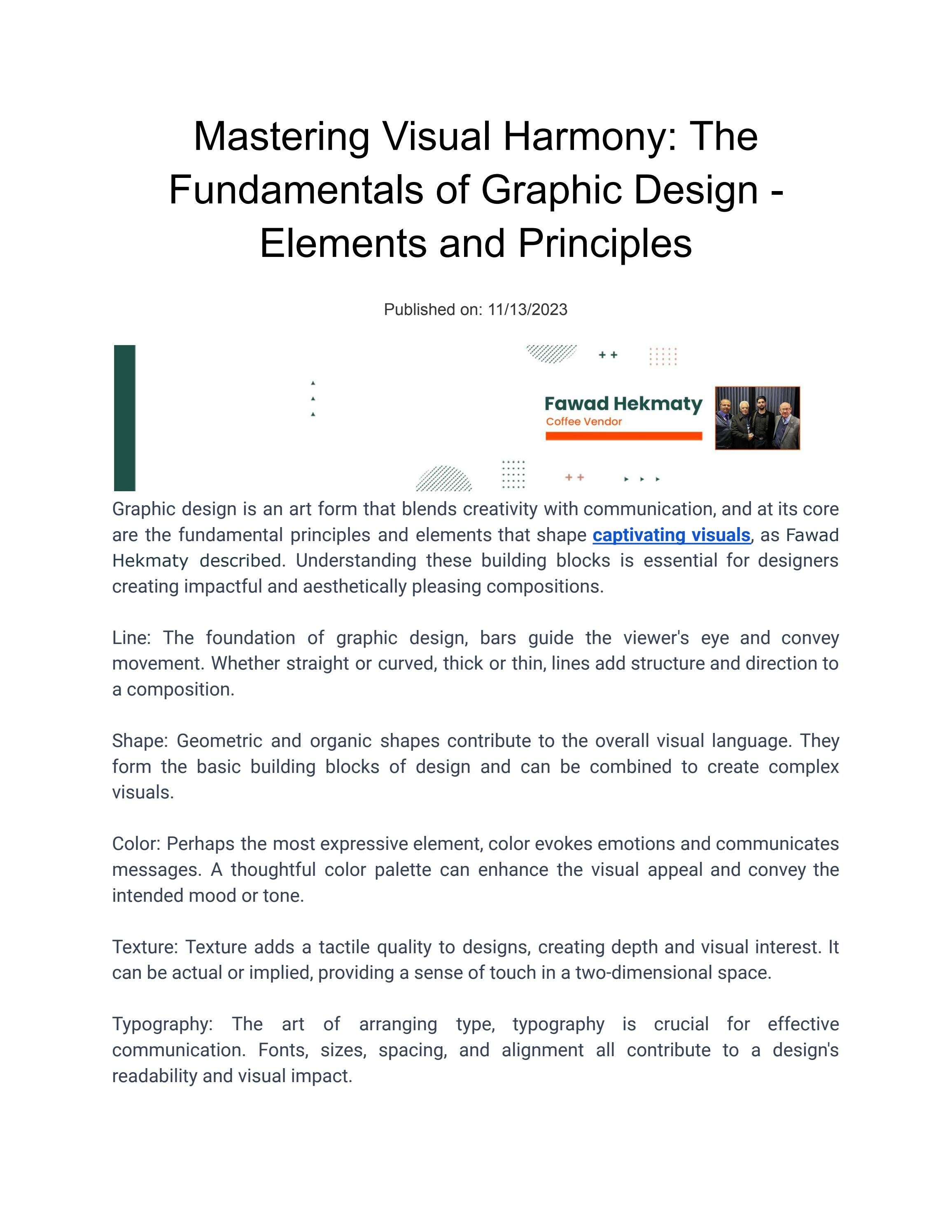 Mastering Visual Harmony: The Fundamentals of Graphic Design - Elements ...