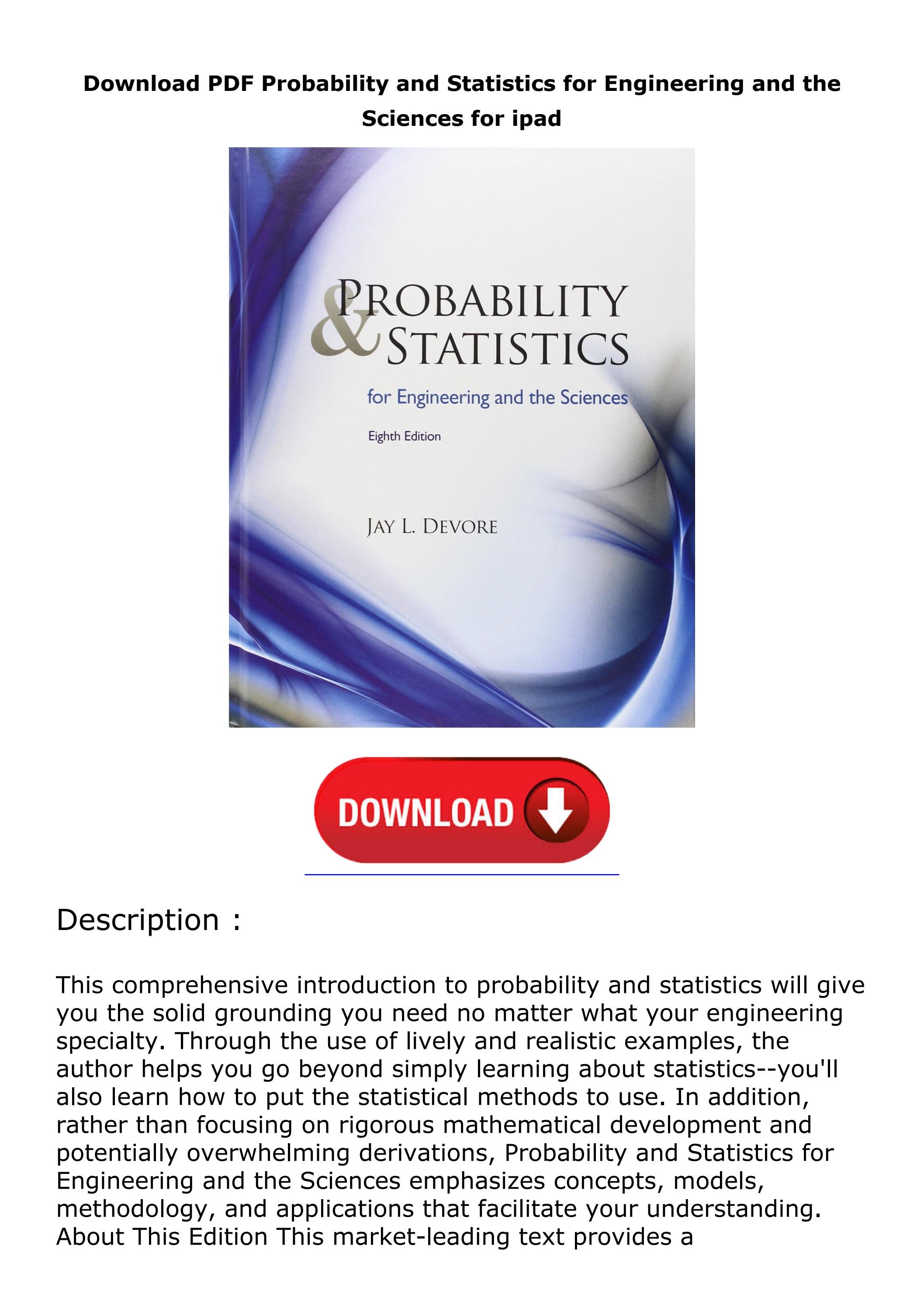 Download PDF Probability and Statistics for Engineering and the ...