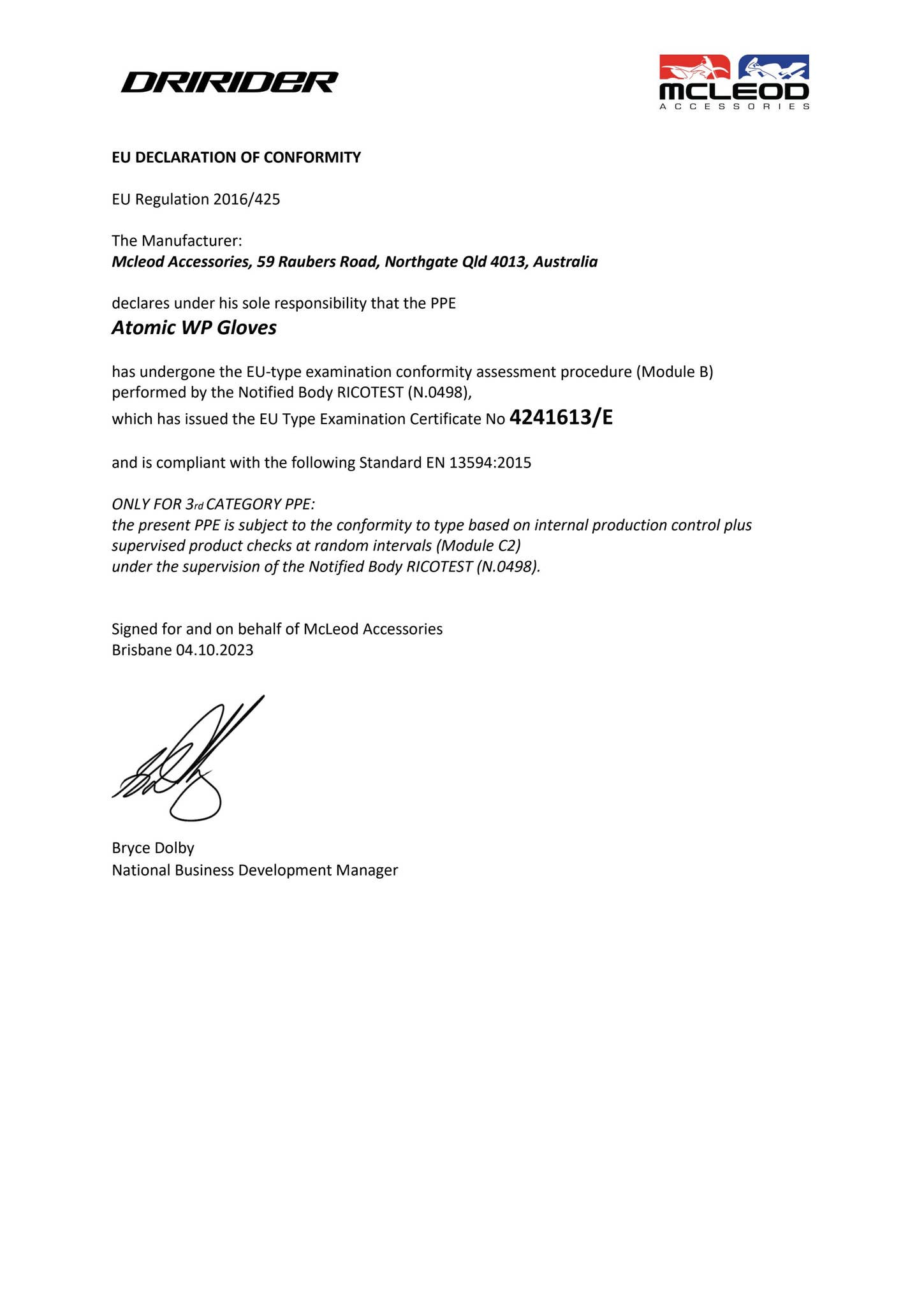 EUC - Dririder - Atomic WP Gloves by McLeod Accessories - Issuu