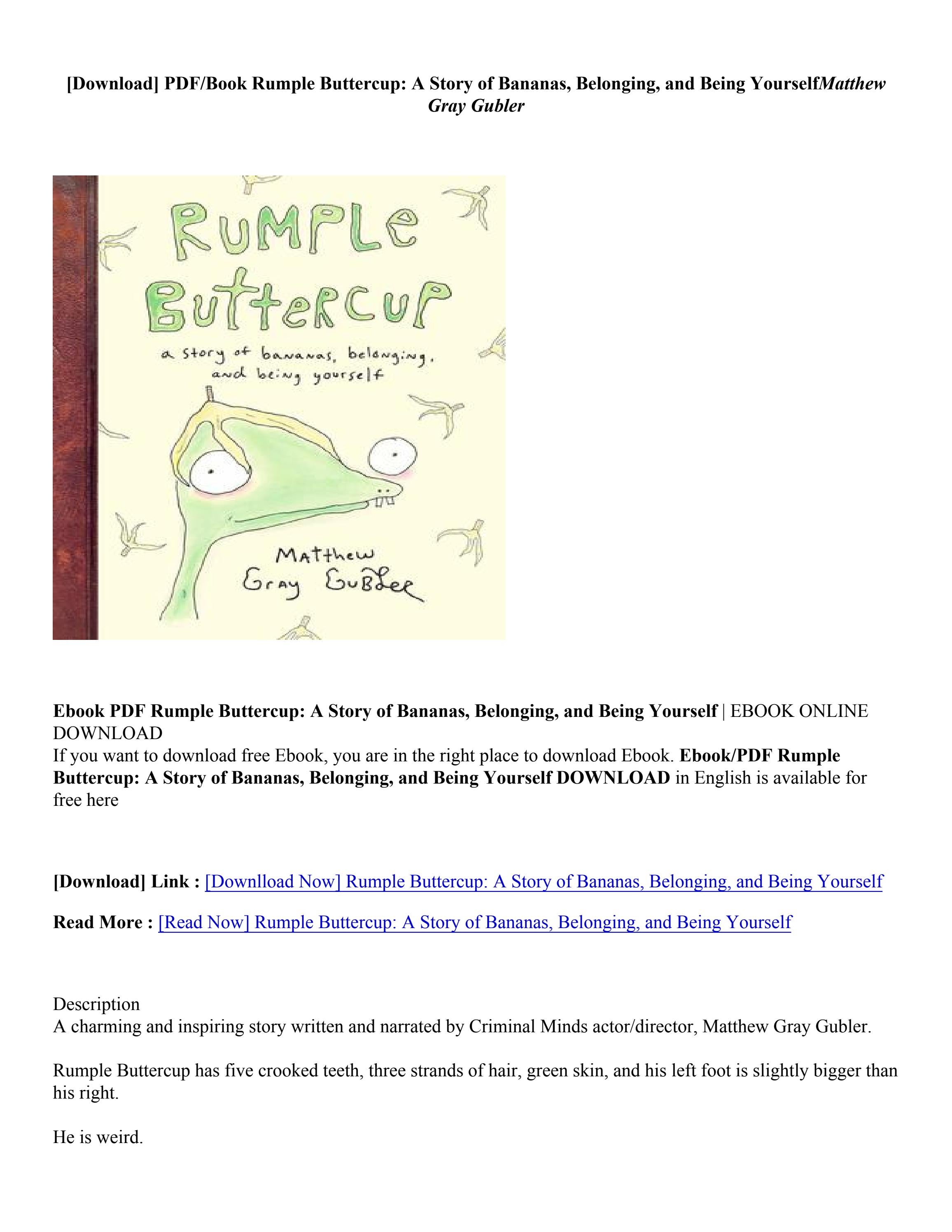 (PDF) Download Rumple Buttercup: A Story of Bananas, Belonging, and ...