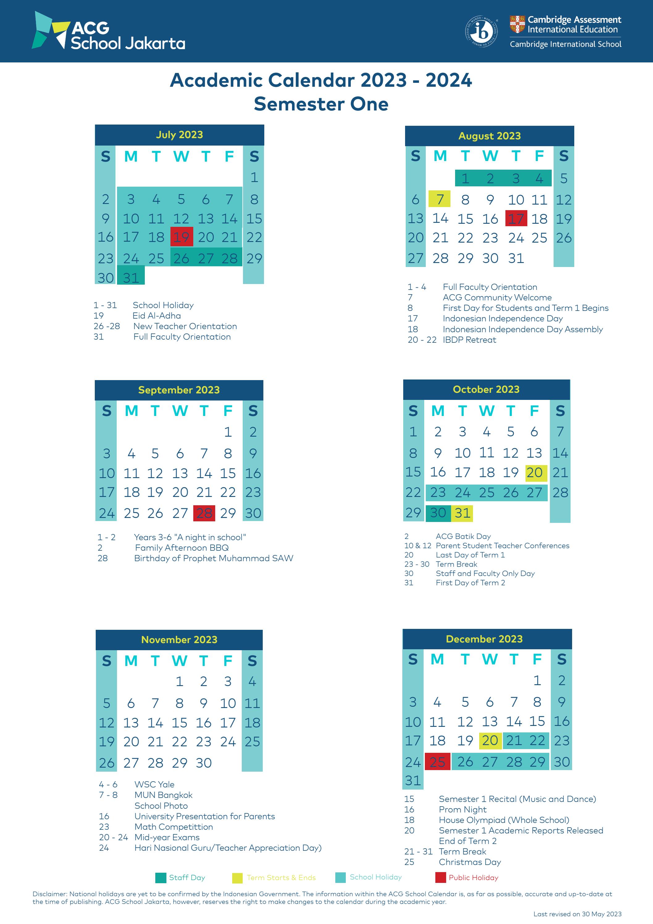 ACG School Jakarta Academic Calendar by ACG Schools - Issuu