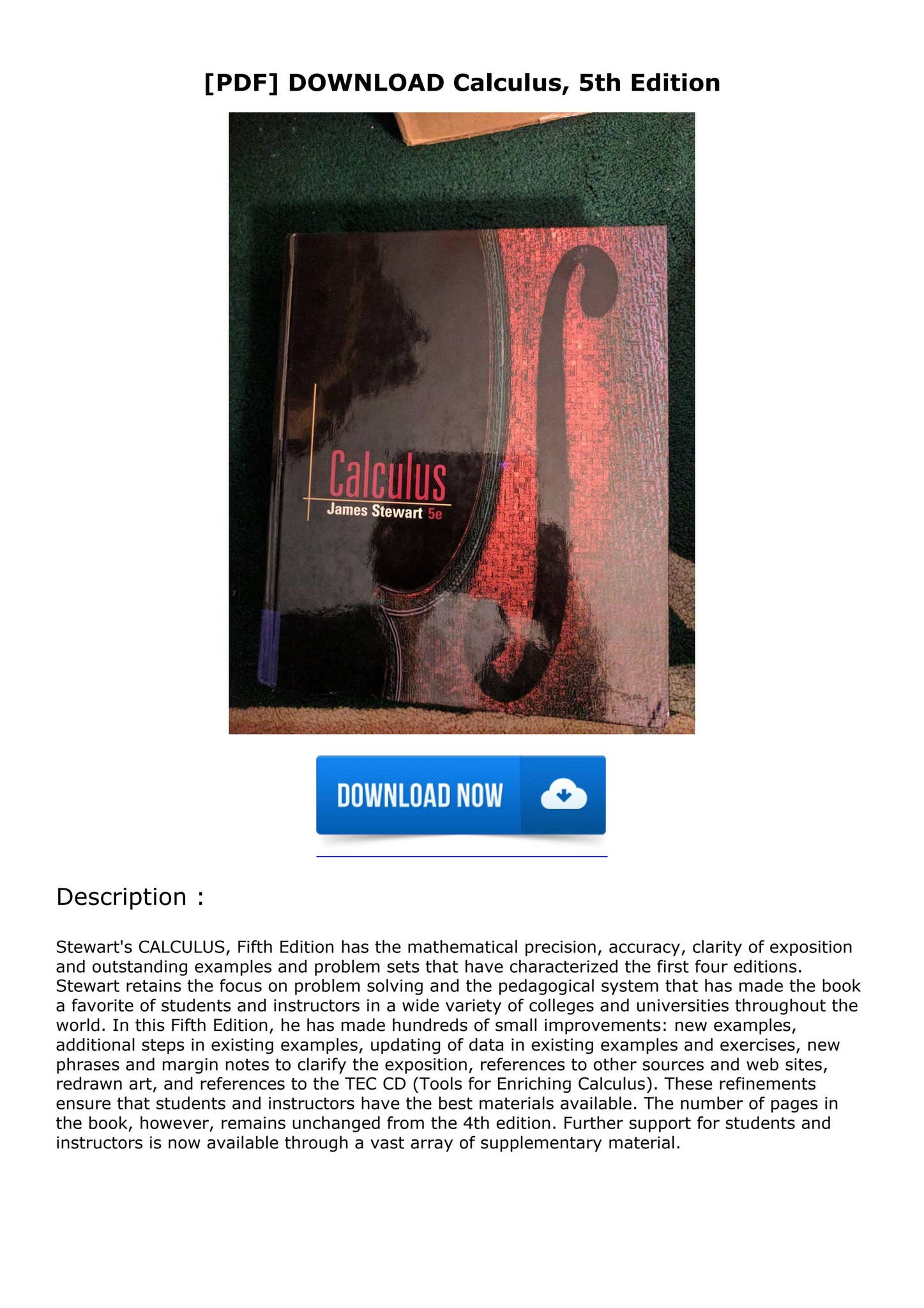 [PDF] DOWNLOAD Calculus, 5th Edition by rileyarmstrongadse - Issuu