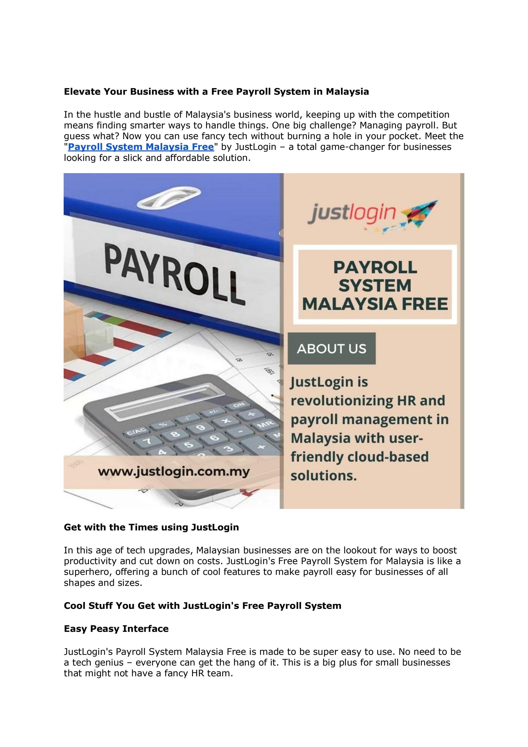 Elevate Your Business with a Free Payroll System in Malaysia by ...