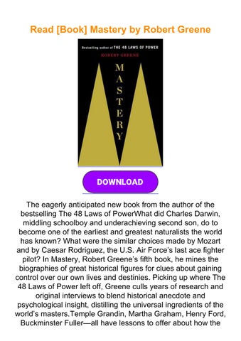 Full Access [eBook] Mastery by Robert Greene by JonasKunze44 - Issuu
