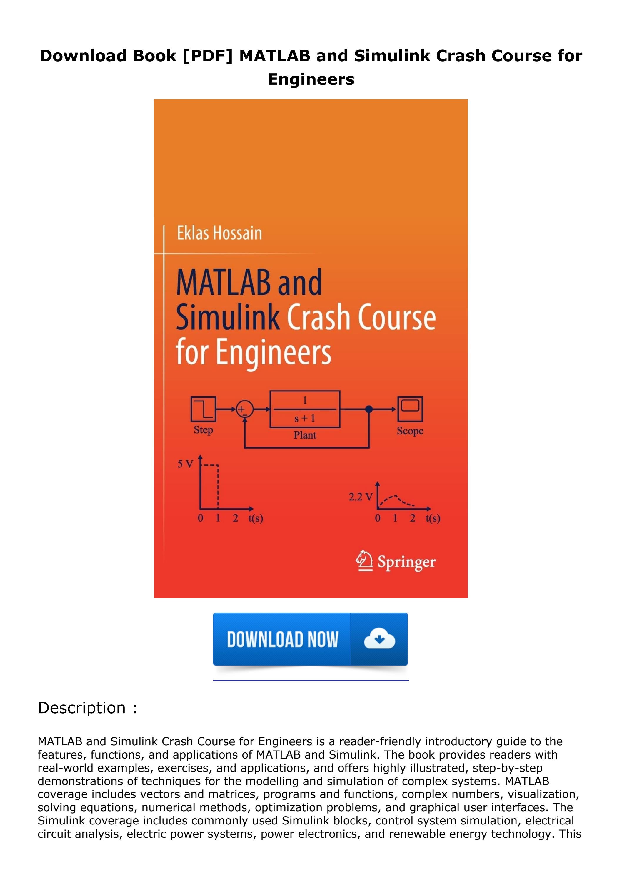 Download Book [pdf] Matlab And Simulink Crash Course For Engineers By Julietwileyae Issuu