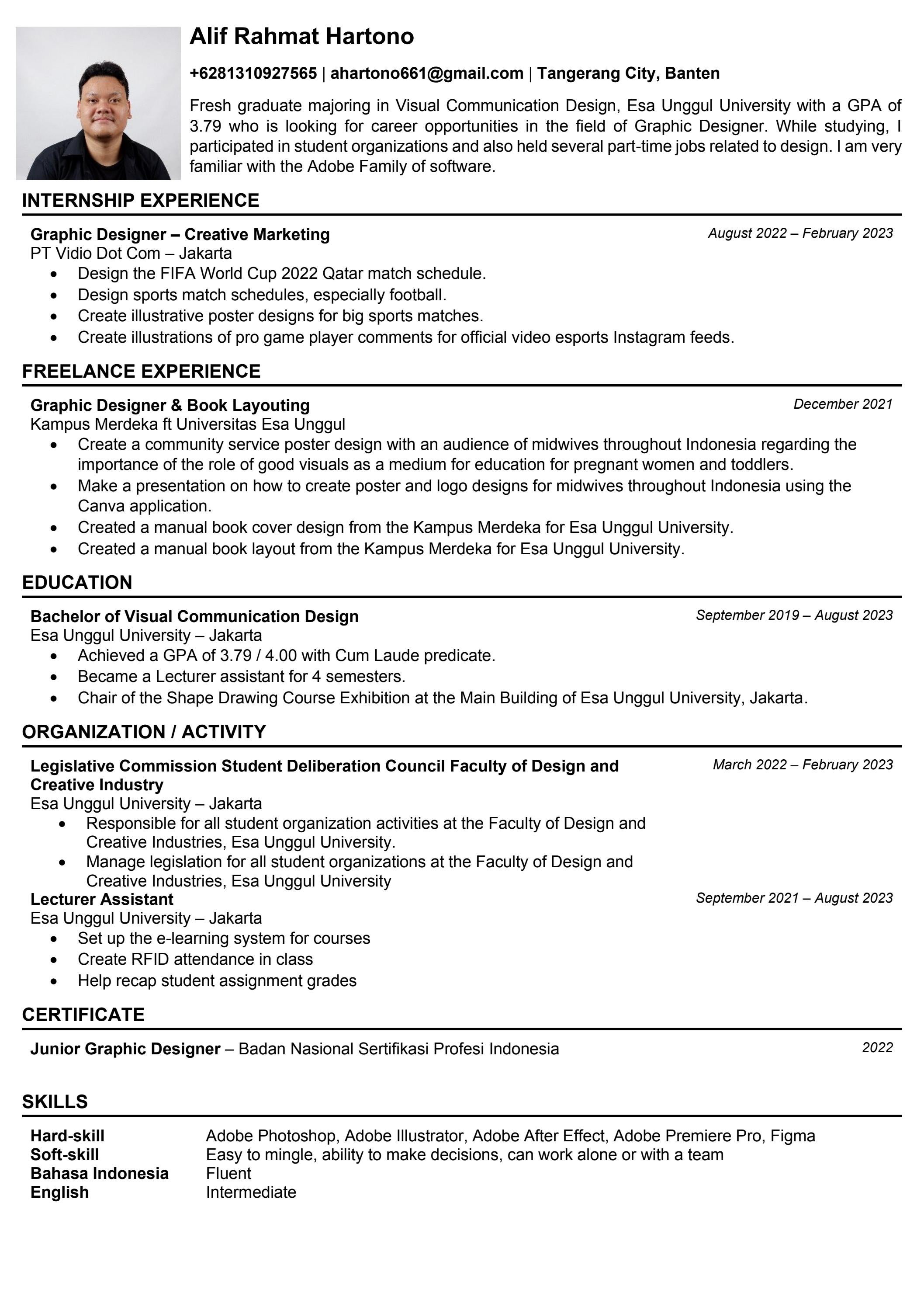Curricullum Vitae (Resume) by Alif Hartono - Issuu