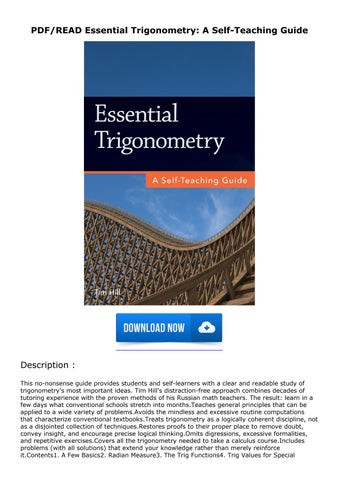 PDF/READ Essential Trigonometry: A Self-Teaching Guide by lexiwoodsase ...