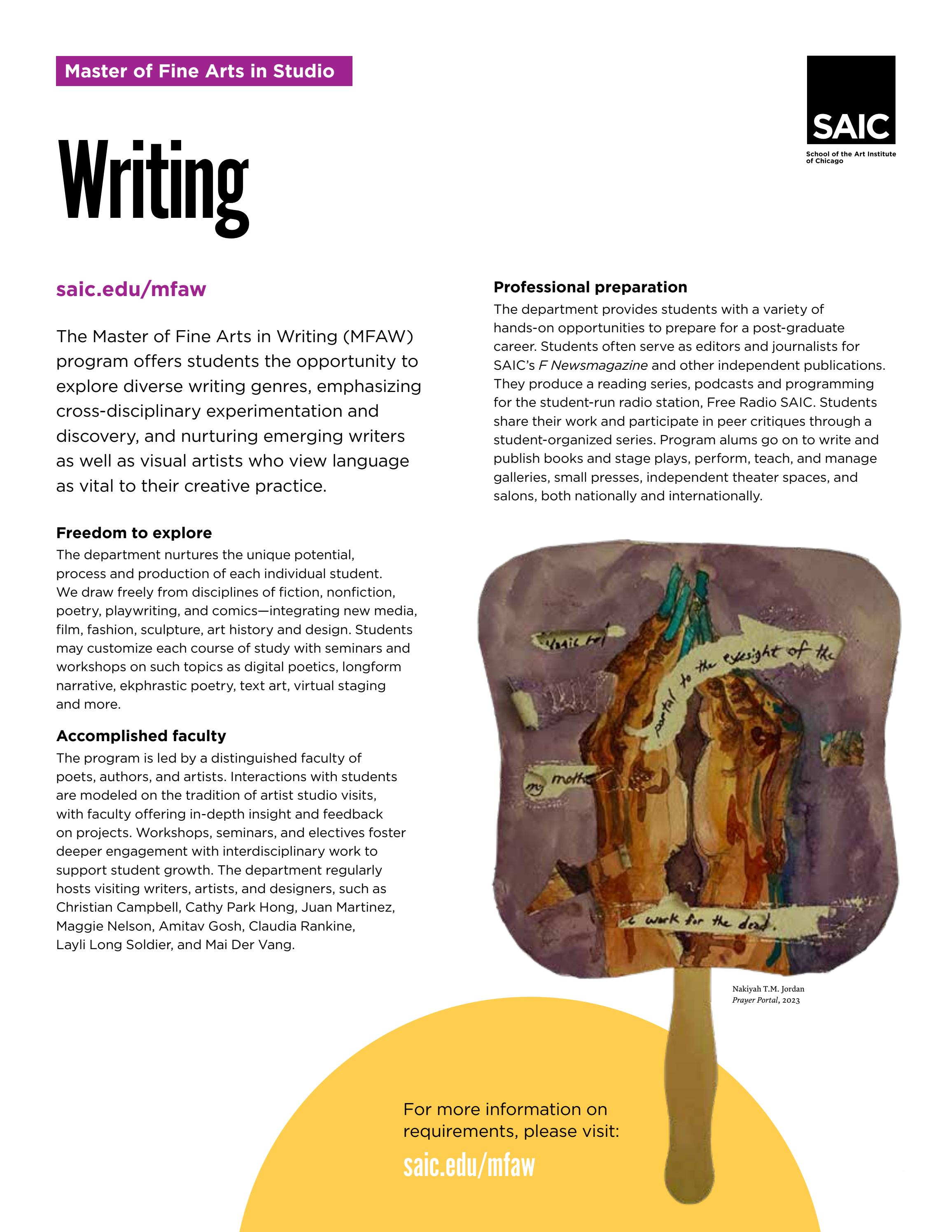SAIC MFA Writing Graduate Brochure by School of the Art Institute of ...