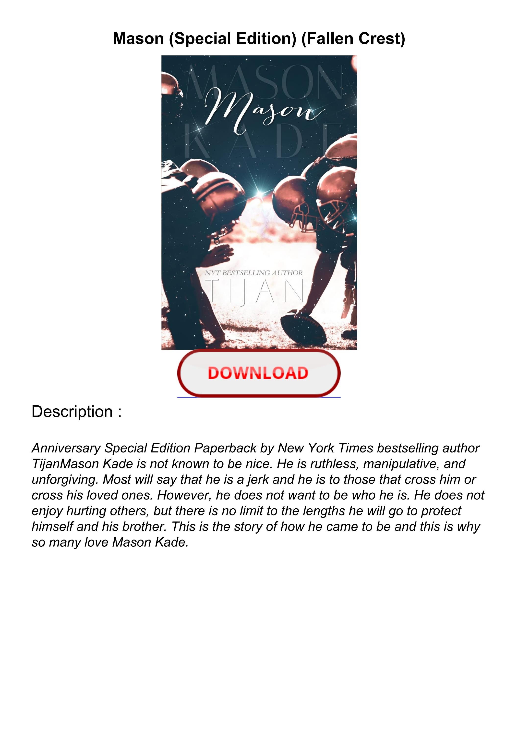 Download Book [PDF] Mason (Special Edition) (Fallen Crest) by ...