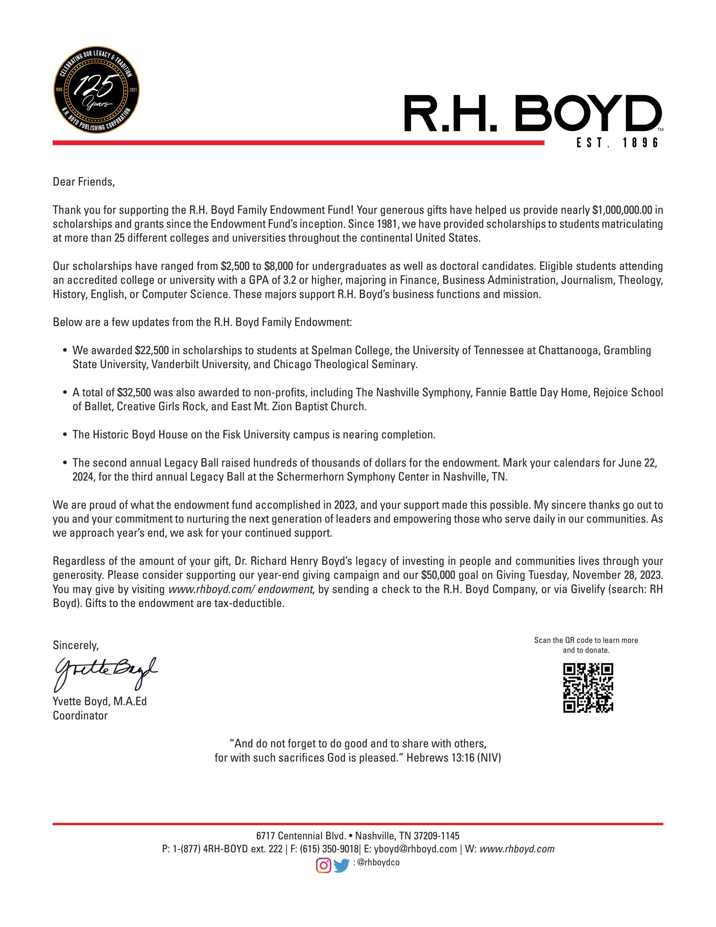2023 Endowment Letter by R.H. Boyd Publishing - Issuu