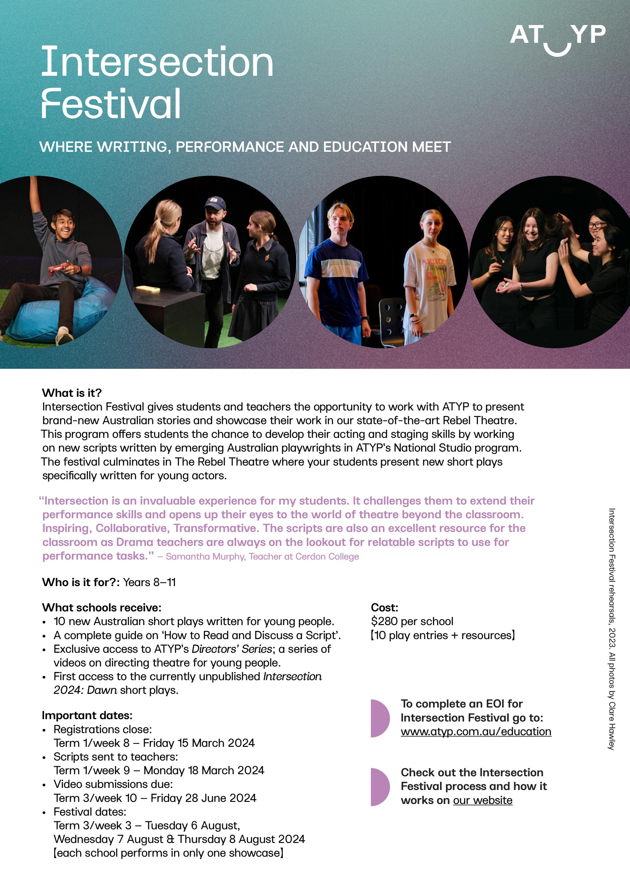 Intersection Festival 2024 Flyer by ATYP Theatre - Issuu