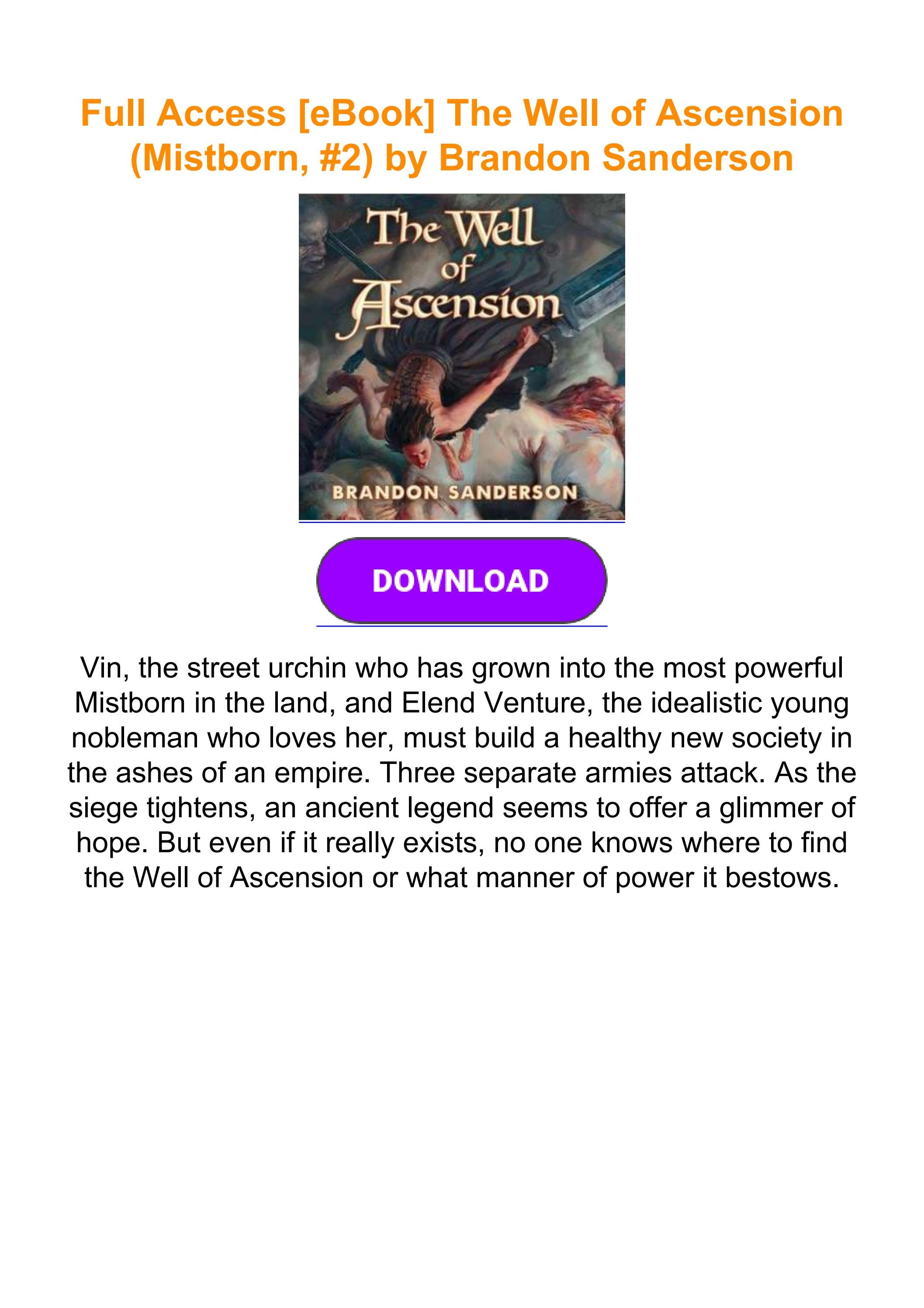 Full Access [PDF] The Well of Ascension (Mistborn, #2) by Brandon ...
