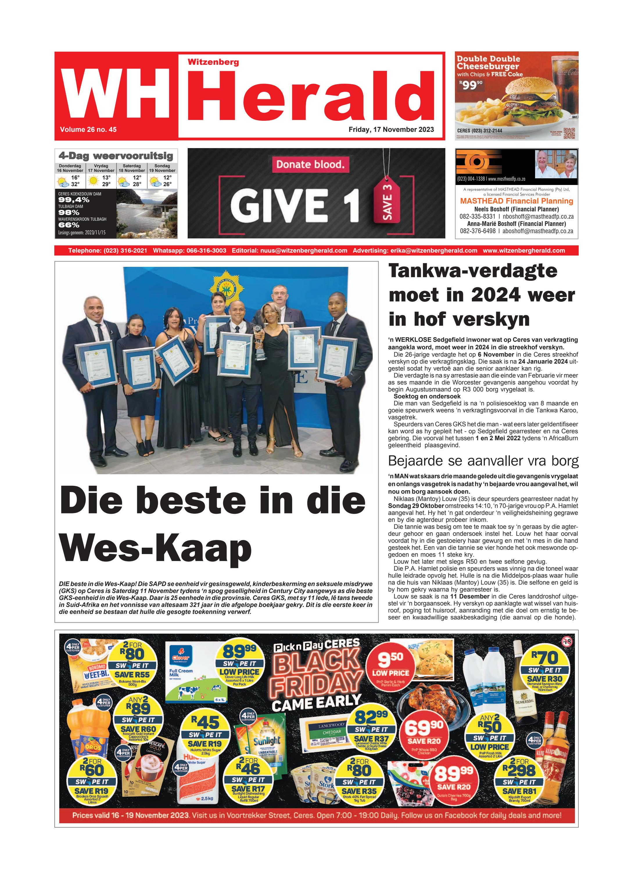 Witzenberg Herald Vol.26 no.45 (Online Weergawe) by Witzenberg Herald ...