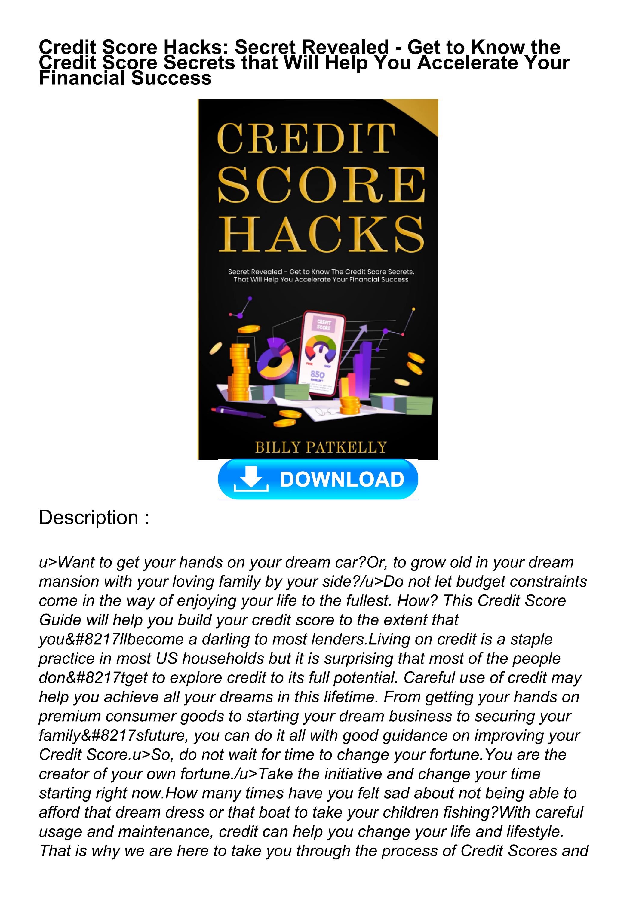 Download Book [PDF] Credit Score Hacks: Secret Revealed - Get to Know ...