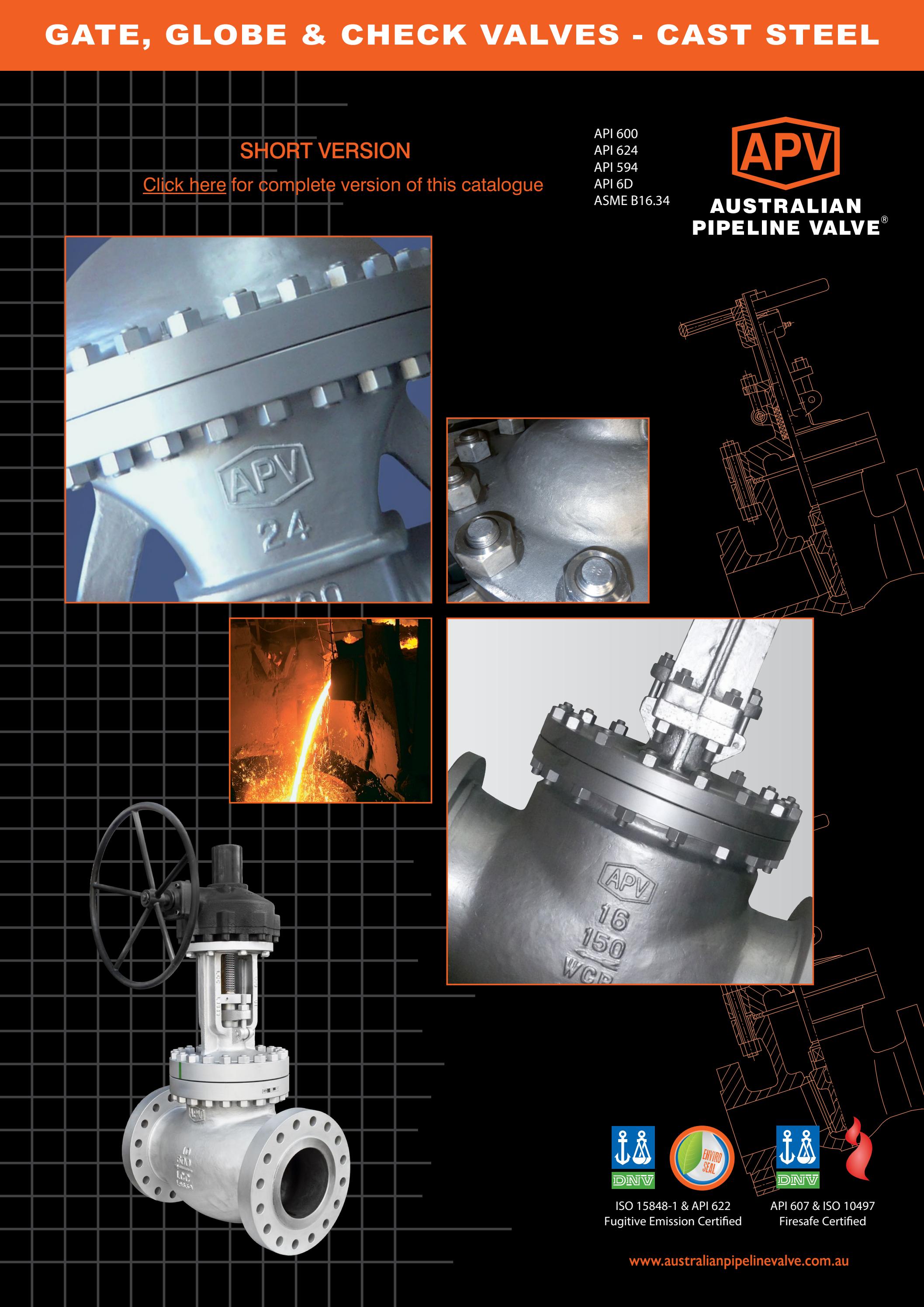 APV Cast Gate, Globe & Check Valves Short Catalogue by Australian Valve ...