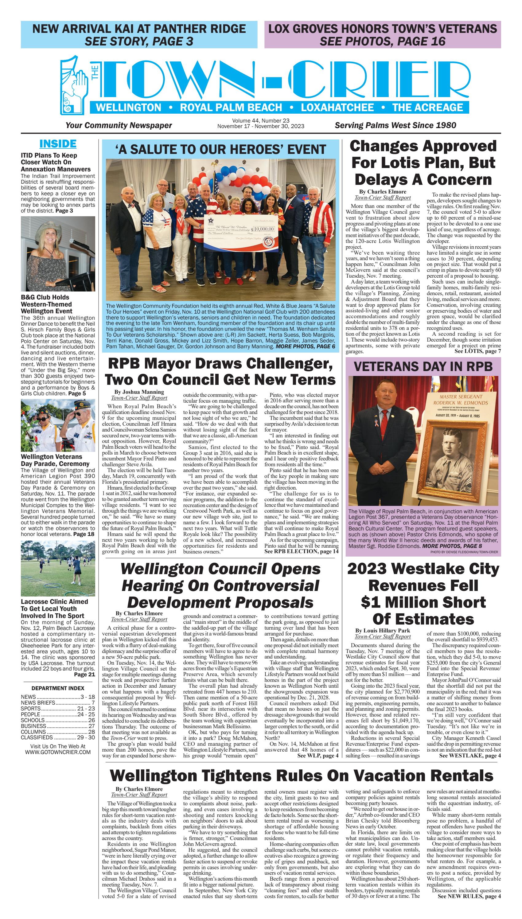 Town-Crier Newspaper November 17, 2023 by Wellington The Magazine LLC ...