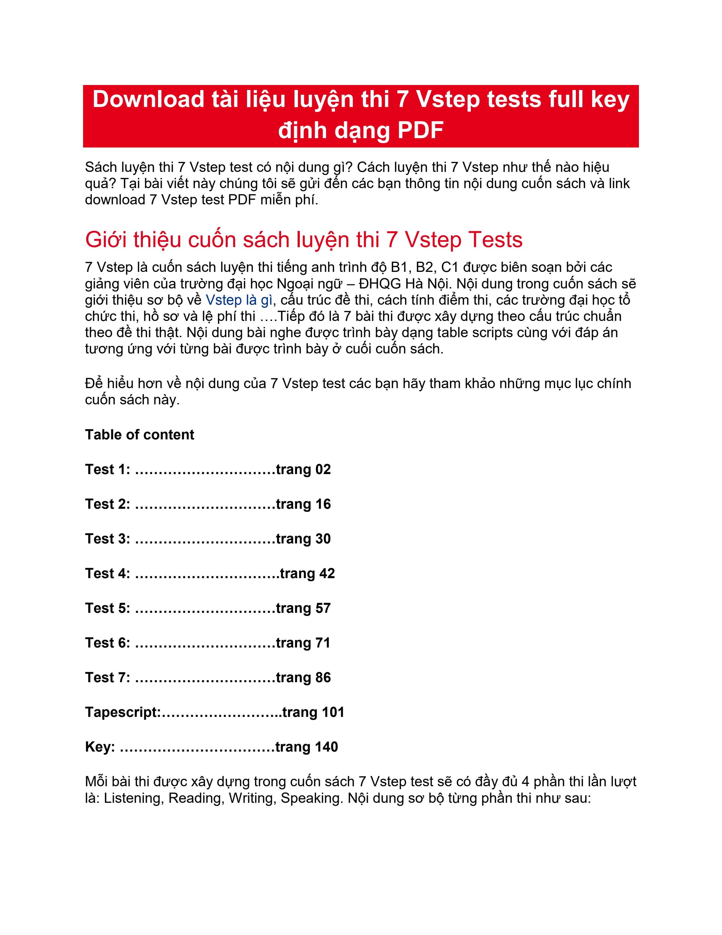 Download tài liệu luyện thi 7 Vstep tests full key định dạng PDF by ...