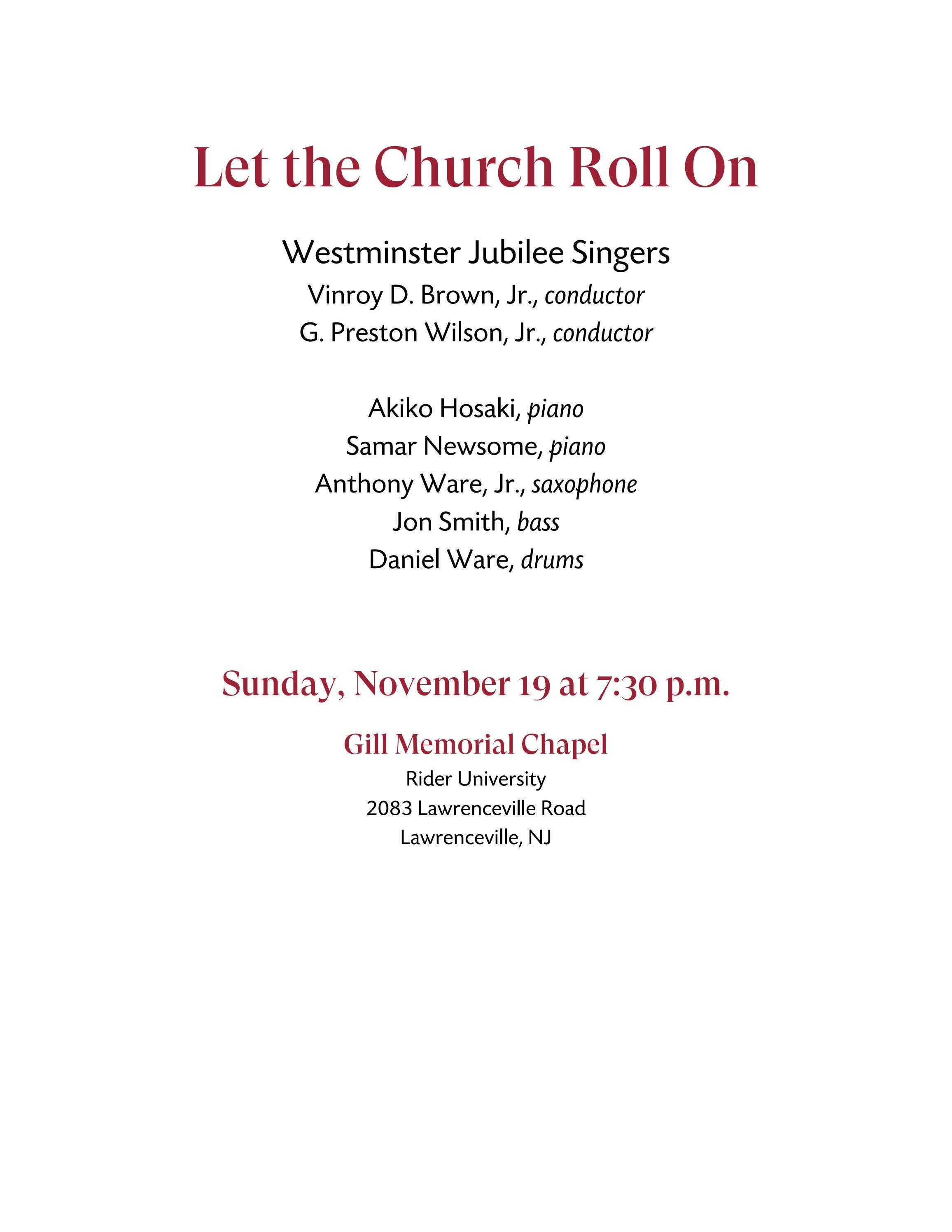 Jubilee Singers Let the Church Roll On! Program by Rider University - Issuu