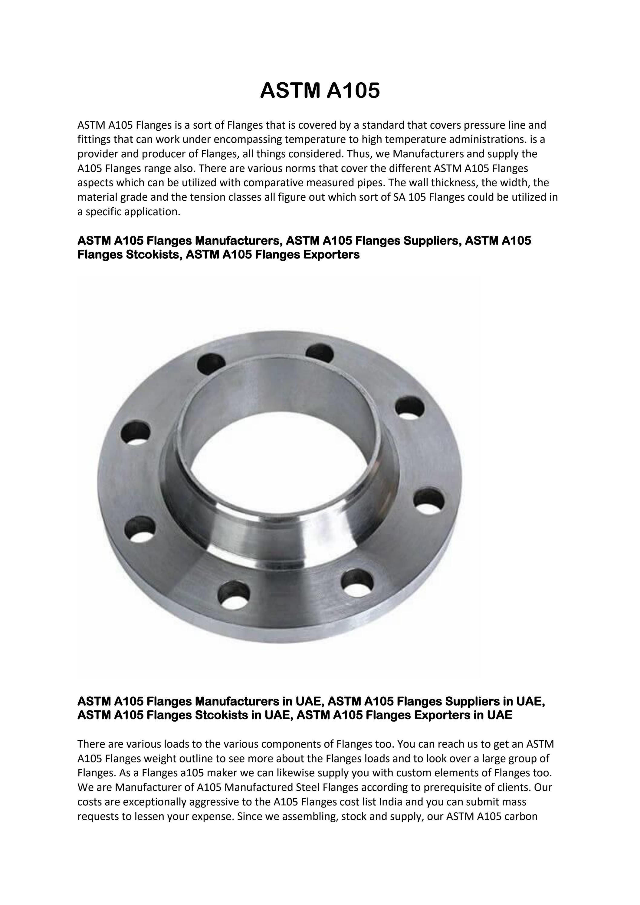 ASTM A105 Flanges Manufacturers by Meraki Metals - Issuu