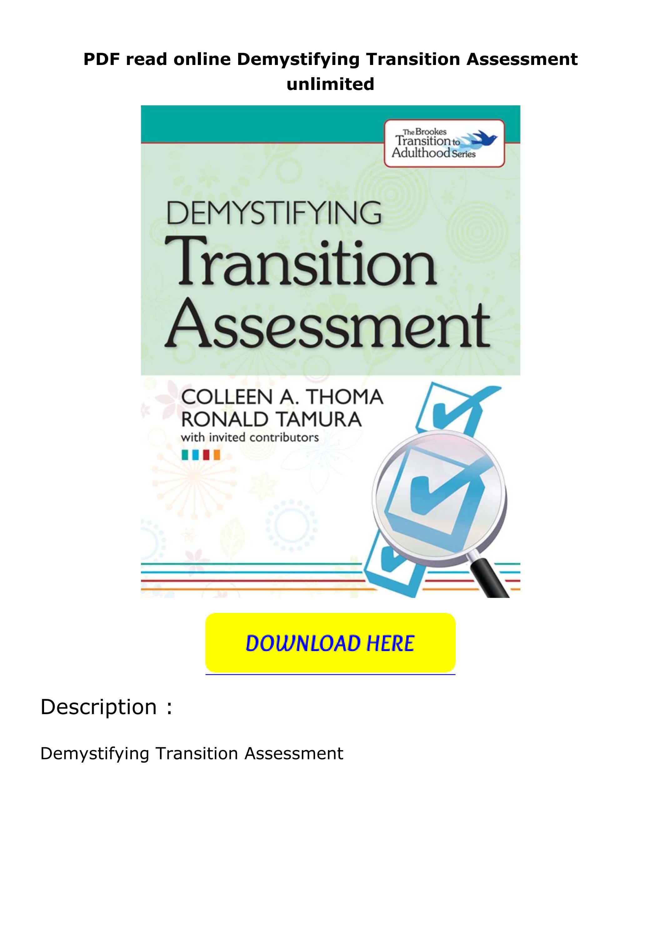 PDF read online Demystifying Transition Assessment unlimited by ...